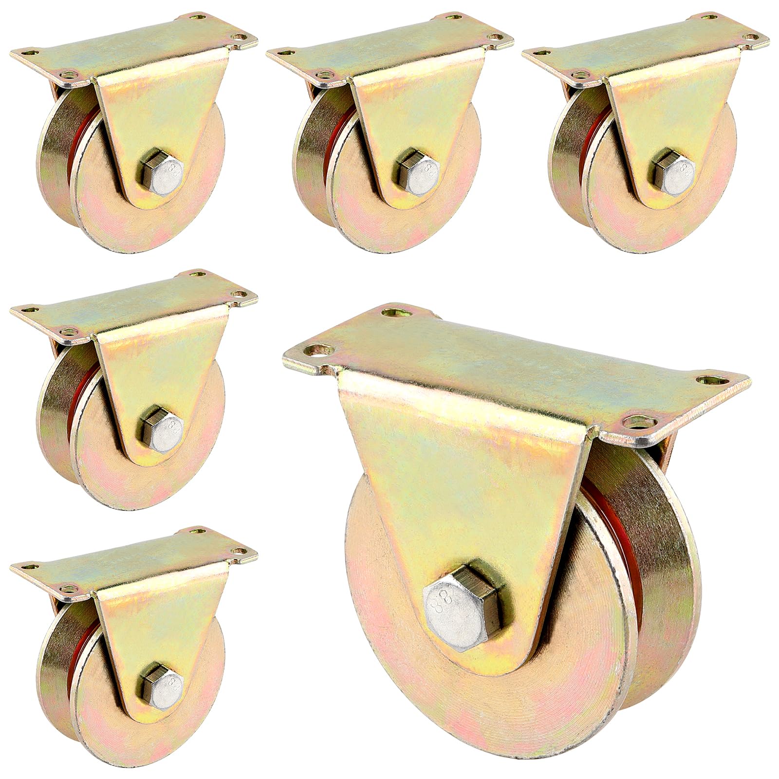 LEXININ 6 PCS 3 Inch Sliding Gate Wheel, Steel V Type Groove Track ...