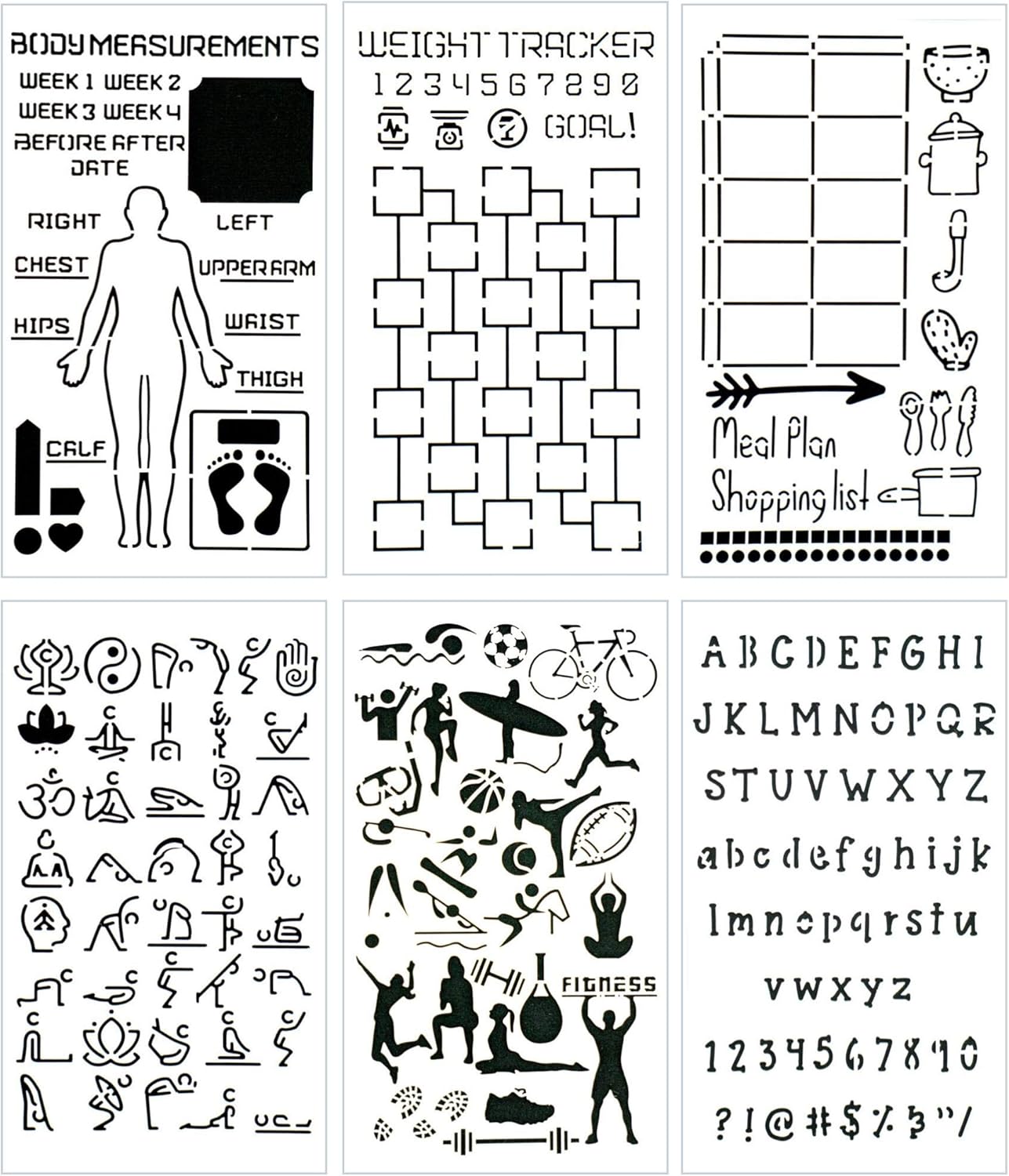 Health and Fitness Journal Stencil Set - Custom-Designed Supplies for ...