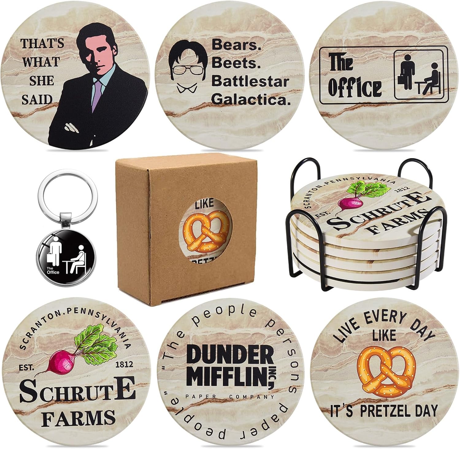 Amazon.com: The Office Coasters for Drinks-TV Show Stone&Cork Coasters ...