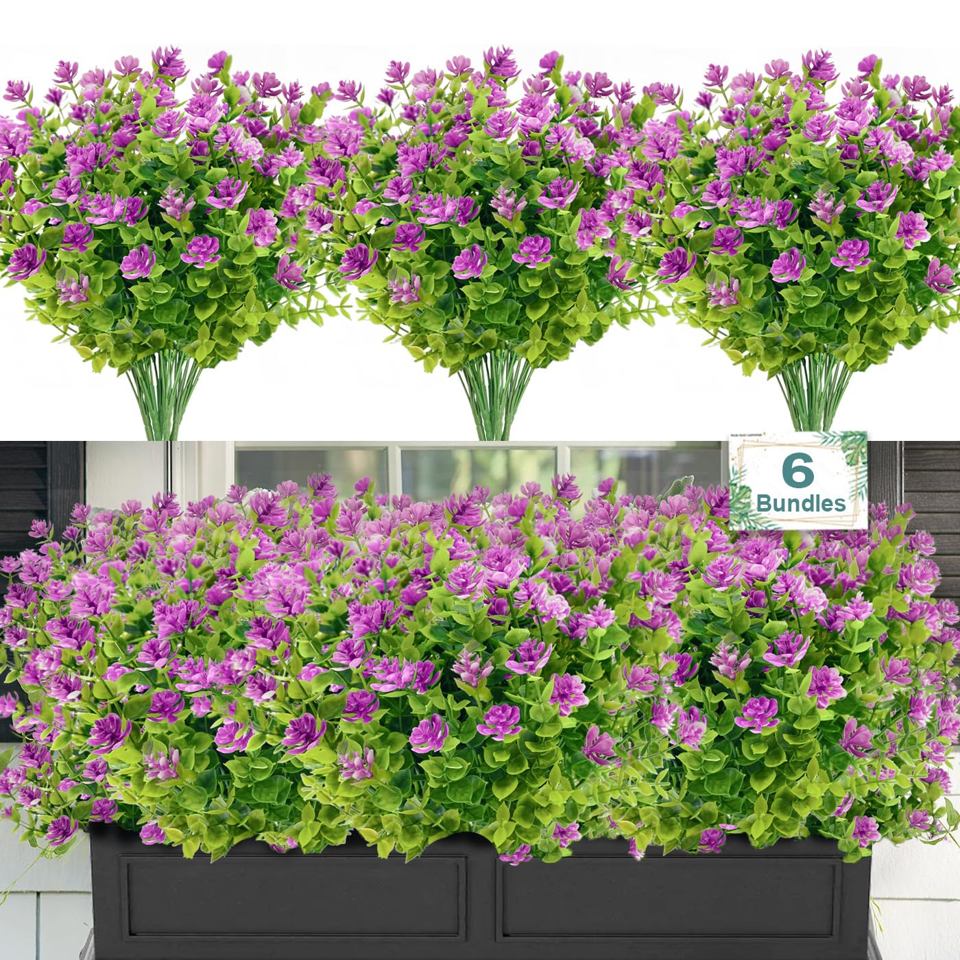 Snapklik.com : 6 Bundles Artificial Flowers For Outdoors,UV Resistant ...