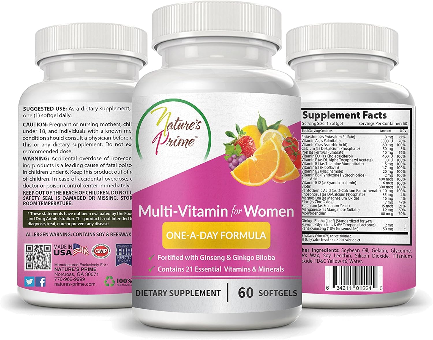 Amazon.com: Nature's Prime Multi-Vitamin One-A-Day Formula for Women ...