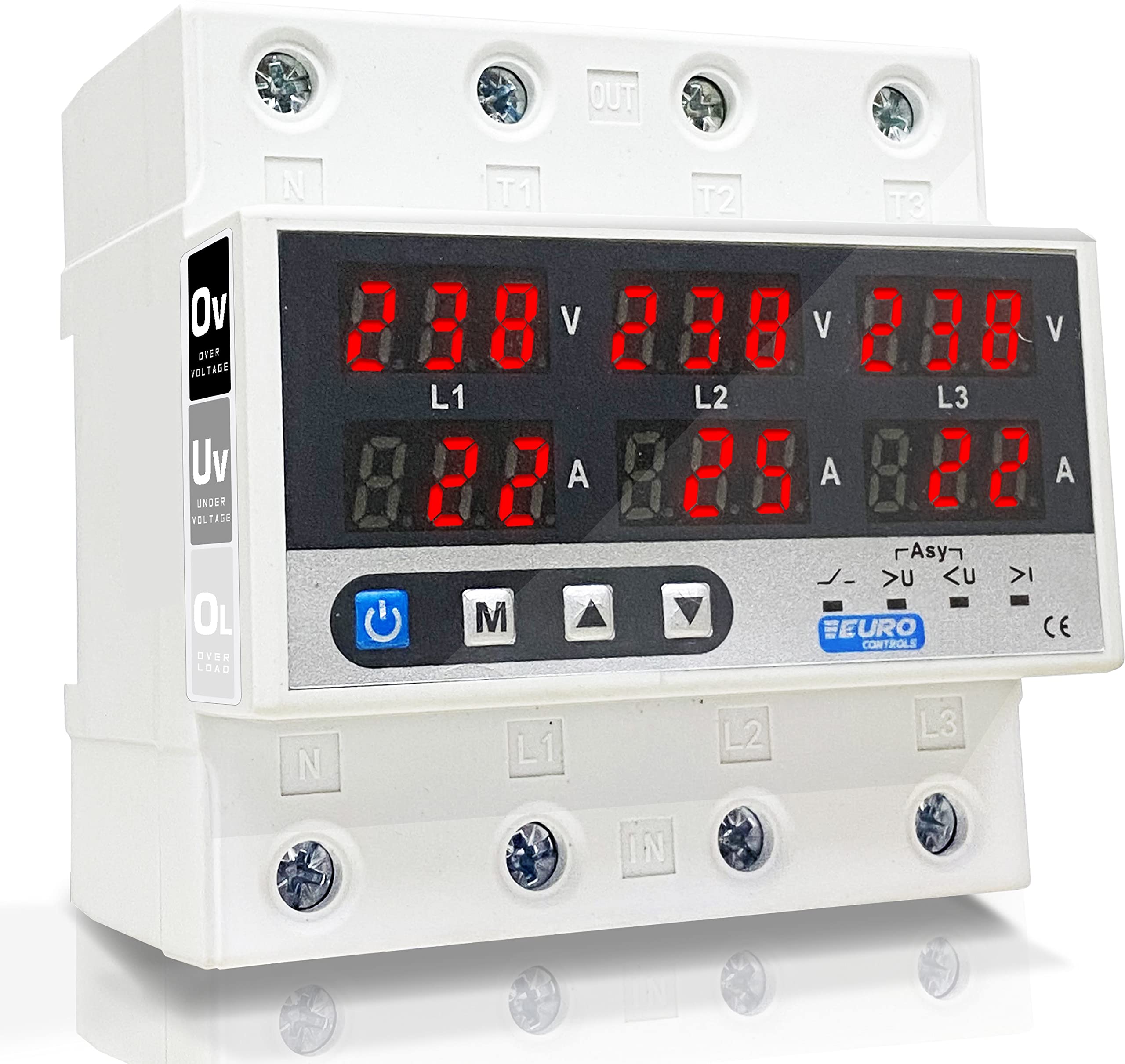 Buy EuroControls ECO3PH - 3 Phase Voltage Protector - 63A - Adjustable ...