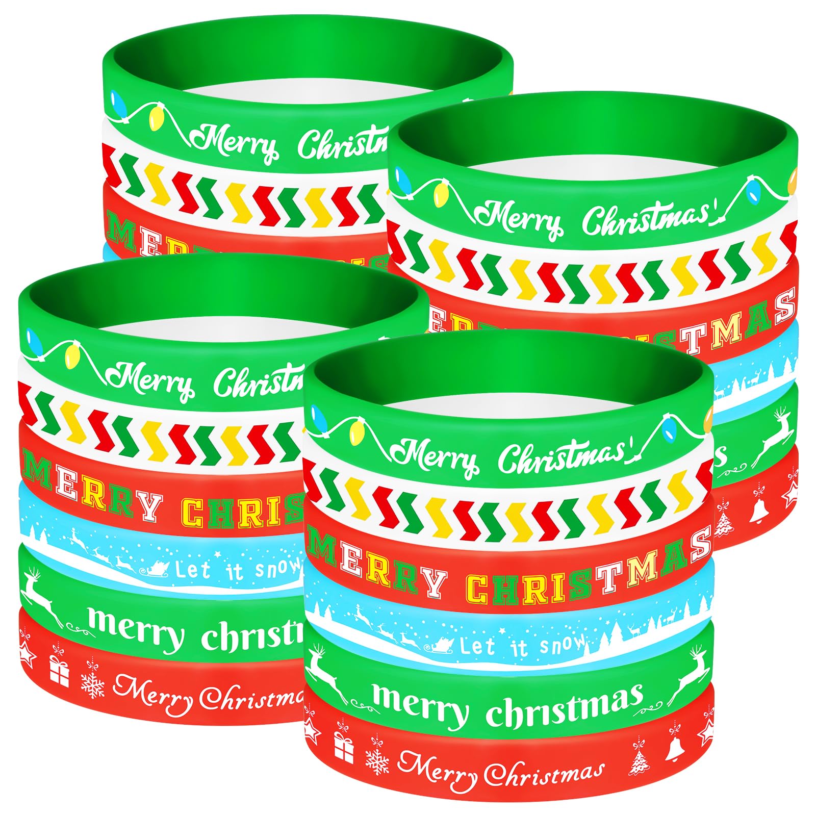 Amazon.com: NEBURORA 24 Pack Christmas Wristband 6 Style Silicone ...
