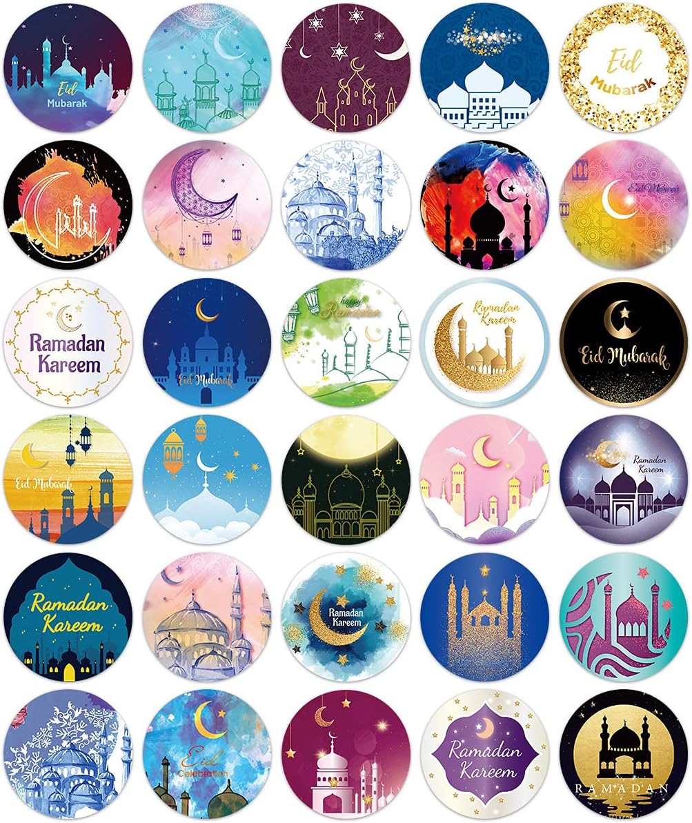 Amazon.com: HOWAF 144PCS Eid Mubarak Stickers, Ramadan Kareem Gift Tag Stickers for Eid Party ...