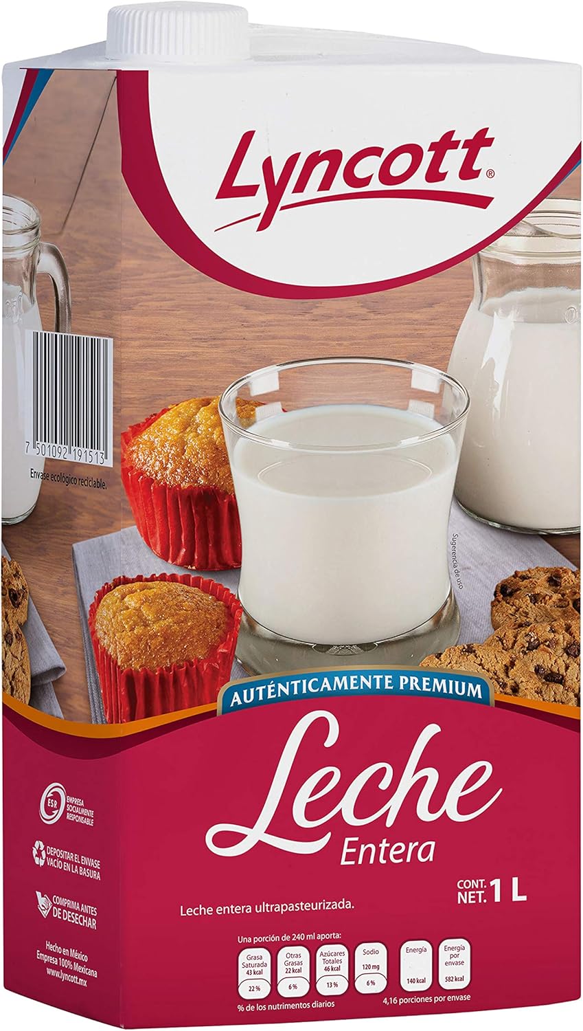Lyncott, Leche Entera, 1 Litro, 1 piezas : Amazon.com.mx: Alimentos y ...