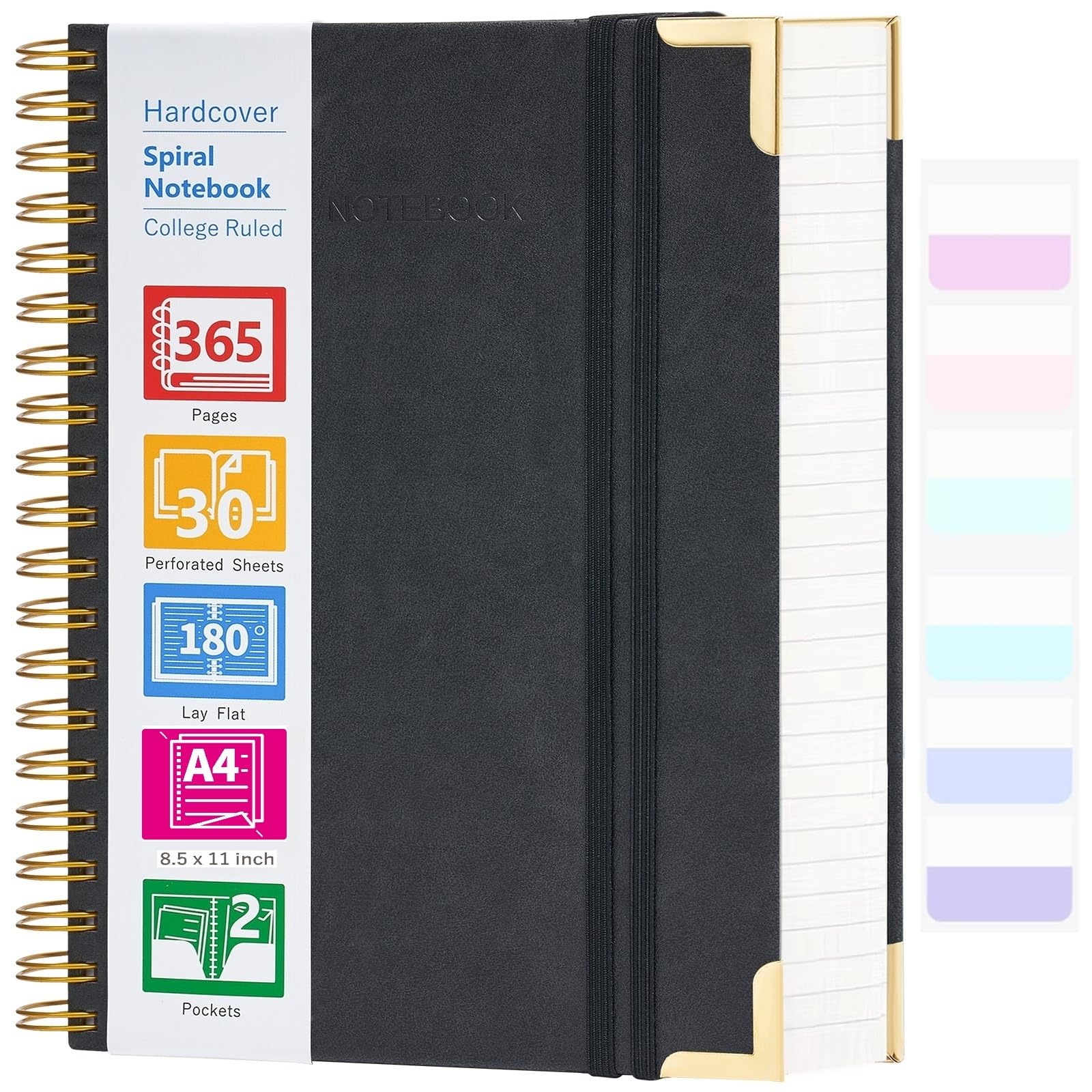Amazon.com : Spiral Notebook, 365 Page Hardcover College Ruled Notebook ...