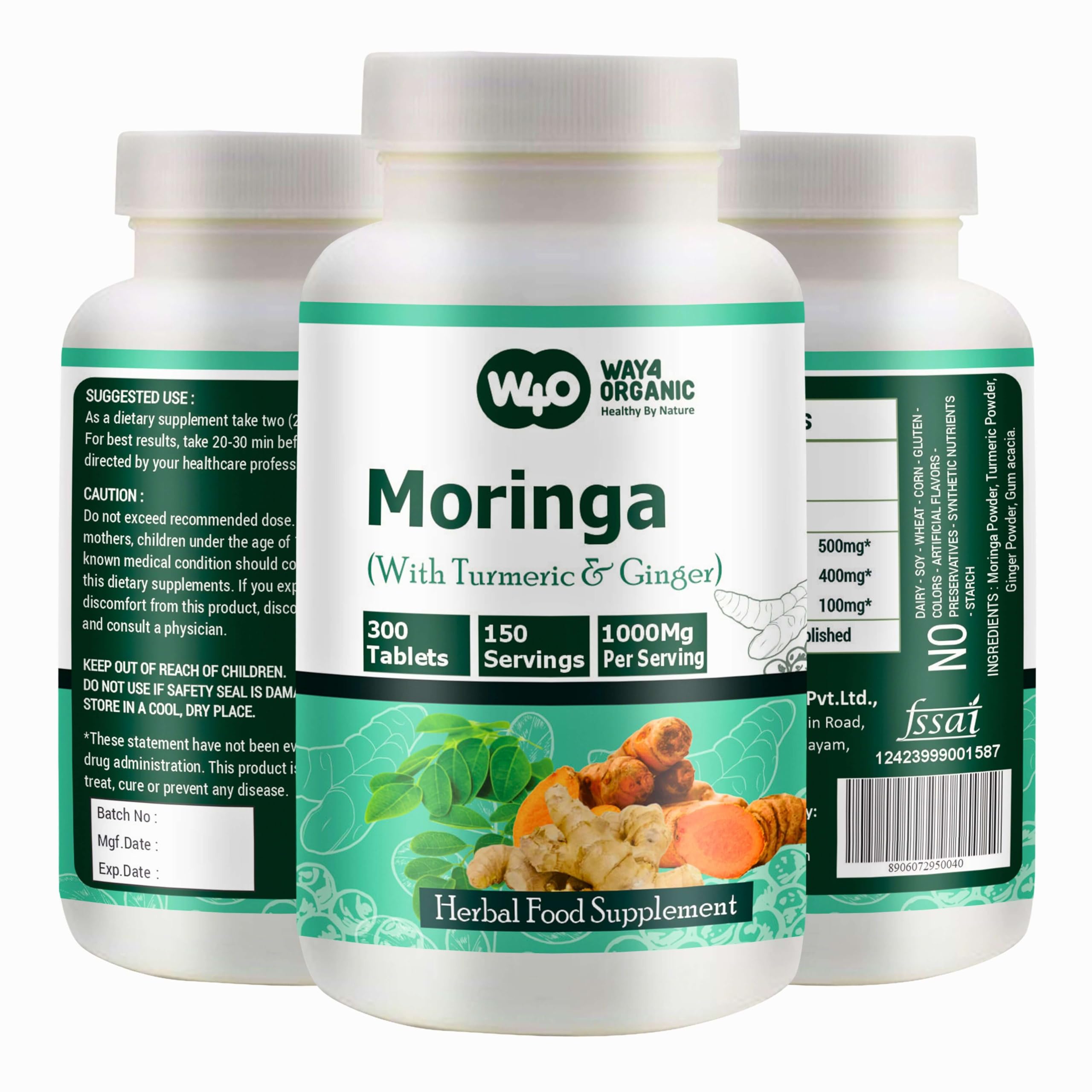 Amazon.com: Moringa Tablets with Turmeric and Ginger, 300 Pills, 5 ...