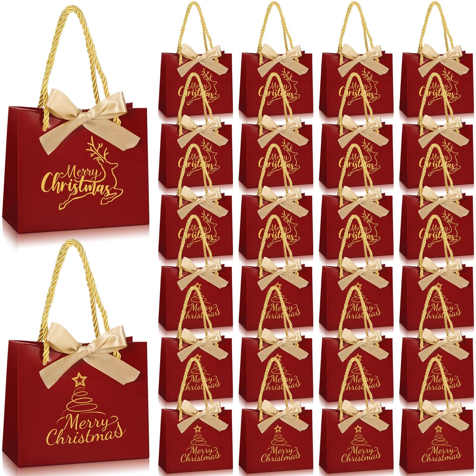 Amazon.com: Zhanmai Small Christmas Gift Bags Bulk with Bow Ribbon ...