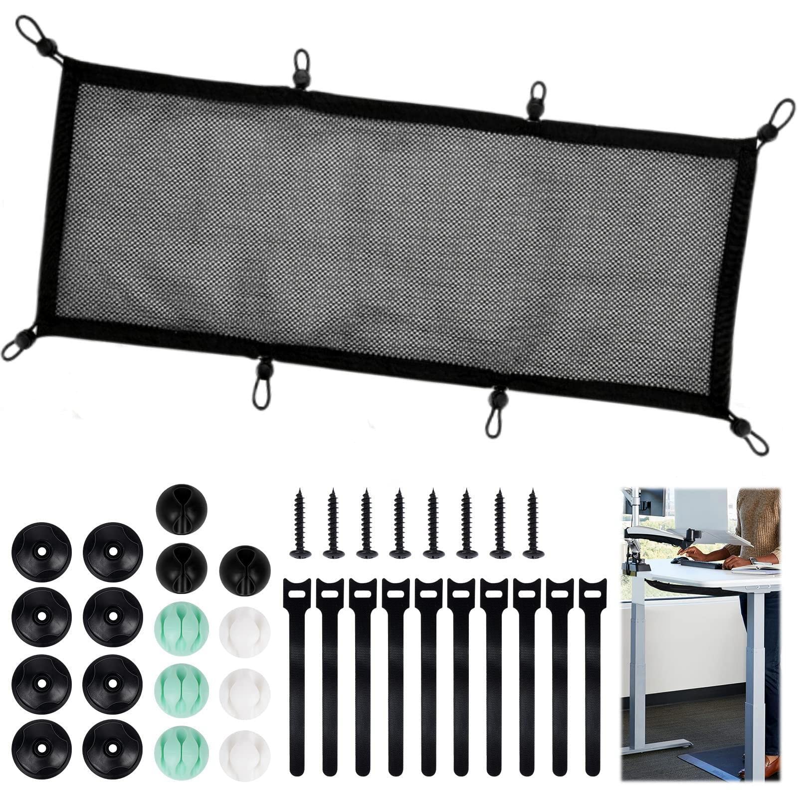 Amazon.com: Under Desk Cable Management Net for Sit Stand Desk, Privacy ...