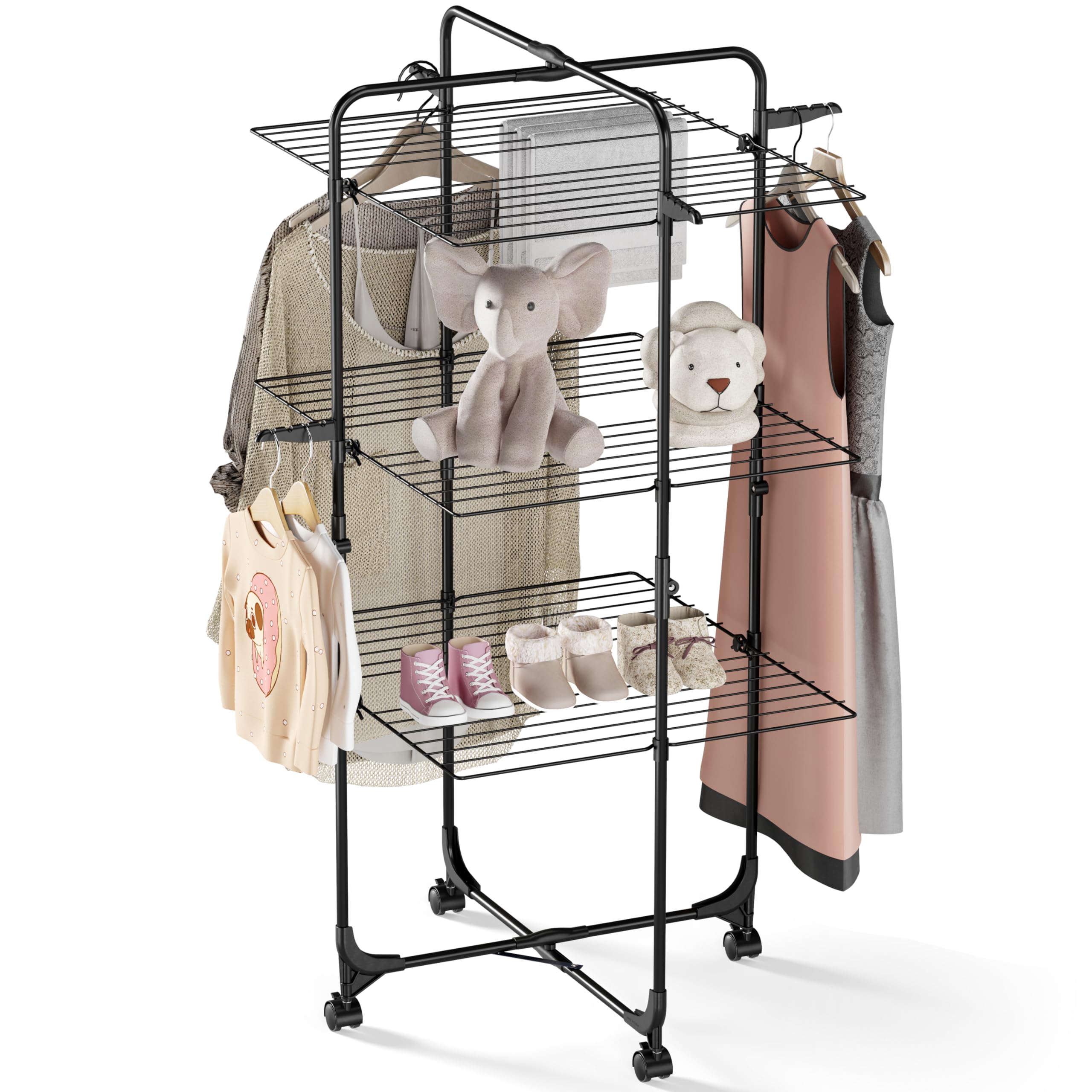 Snapklik.com : APEXCHASER Clothes Drying Rack, 3-Tier Collapsible ...