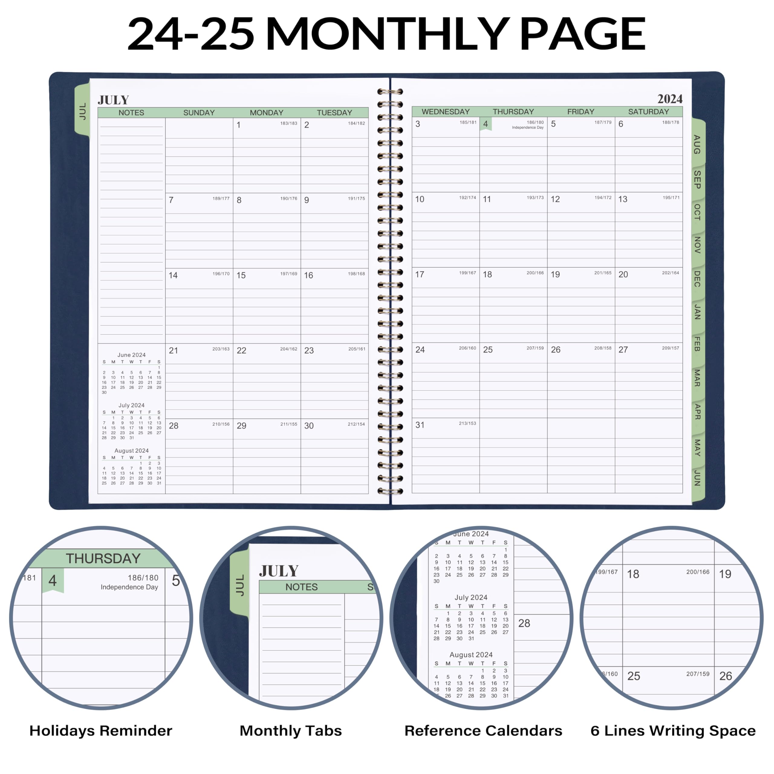 Snapklik.com : 2024-2025 Planner - 3-Tier Down Weekly & Monthly Planner ...