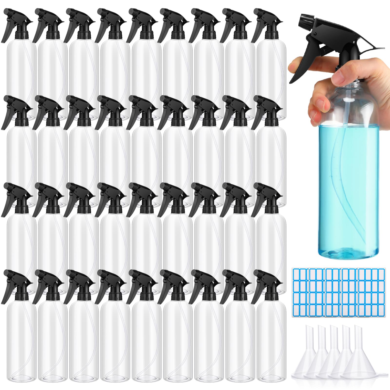 Lallisa 36 Pcs 16 oz Plastic Spray Bottles Leak Proof Empty Bottles for ...