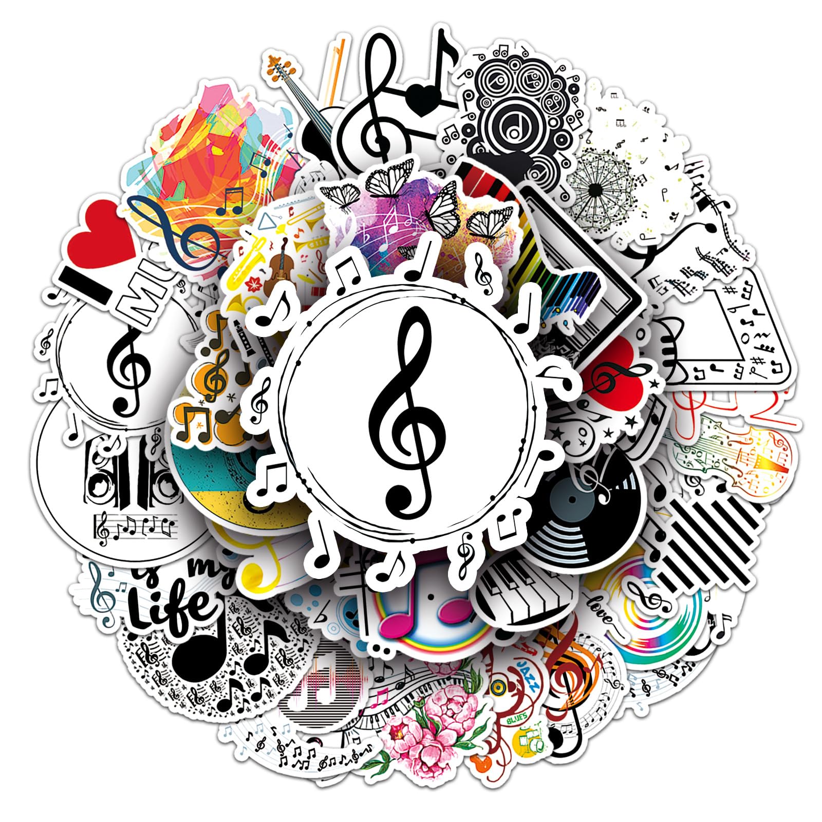 50Pcs Waterproof Music Stickers for Water Bottles Vinyl Musical Note ...