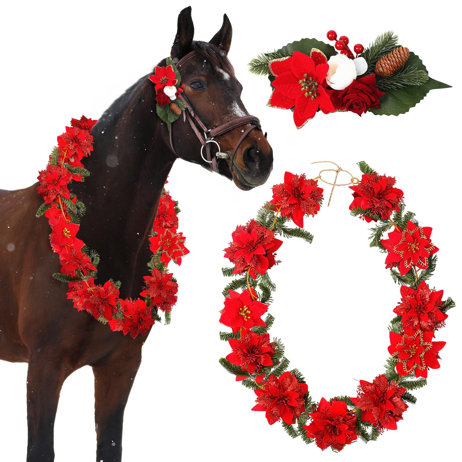 Amazon.com: Christmas Wreath Horse Christmas Horses Neck Garland Halter ...