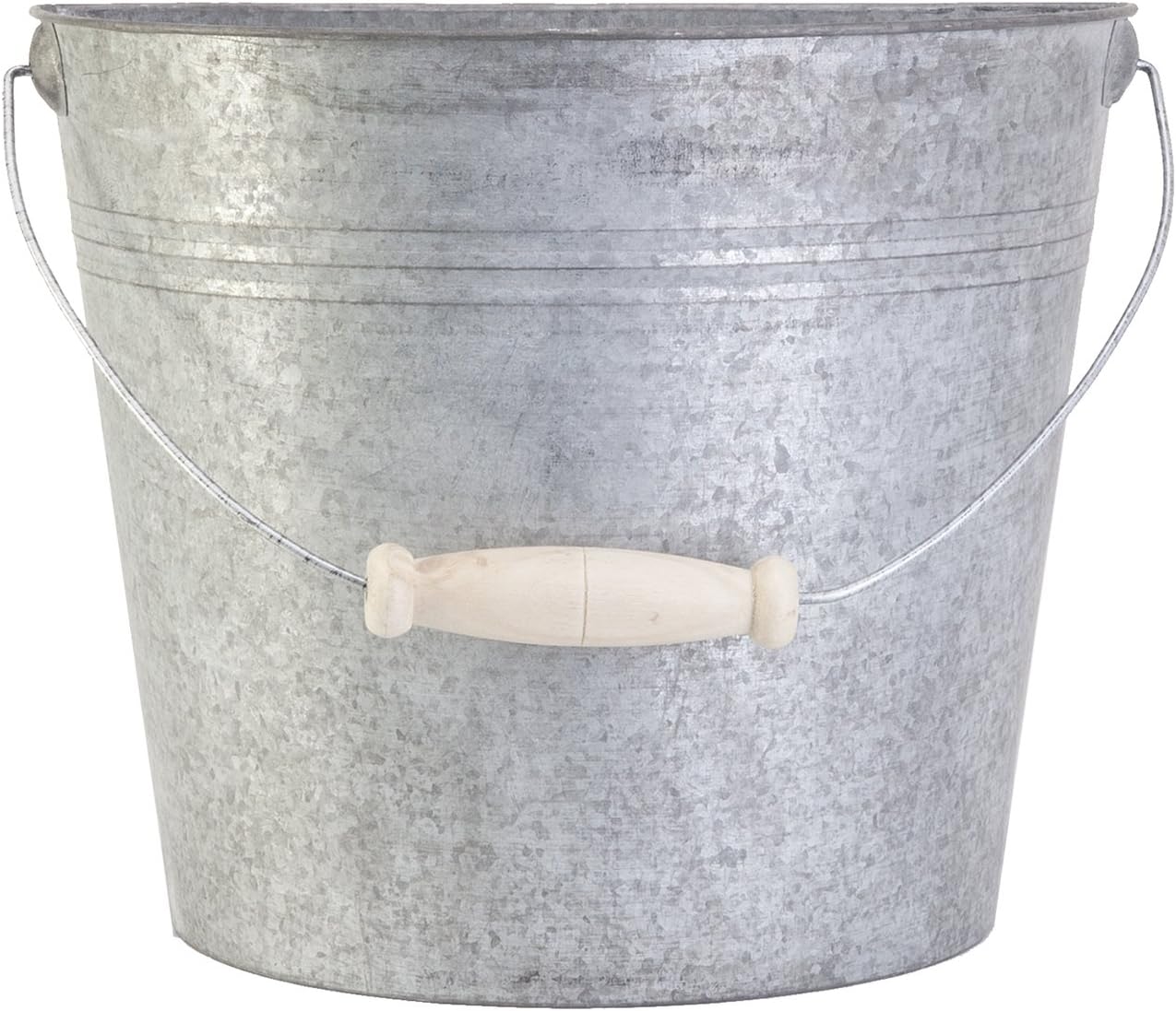 Panacea 83220 Aged Galvanized Half Round Wall Buckets with Wood Handle ...