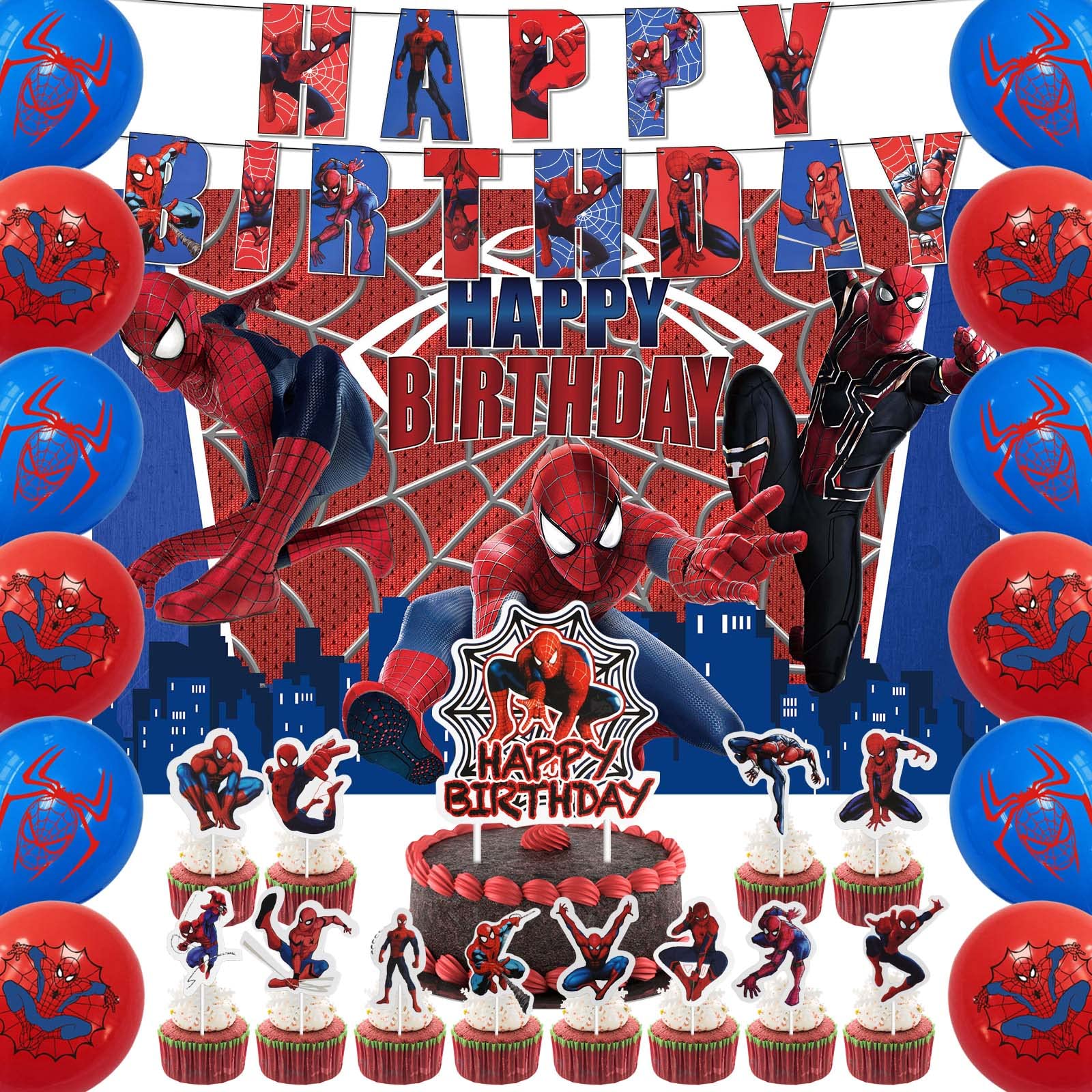 Buy Birthday Decoration, 35 Pieces, Spiderman Themed Party Decoration ...