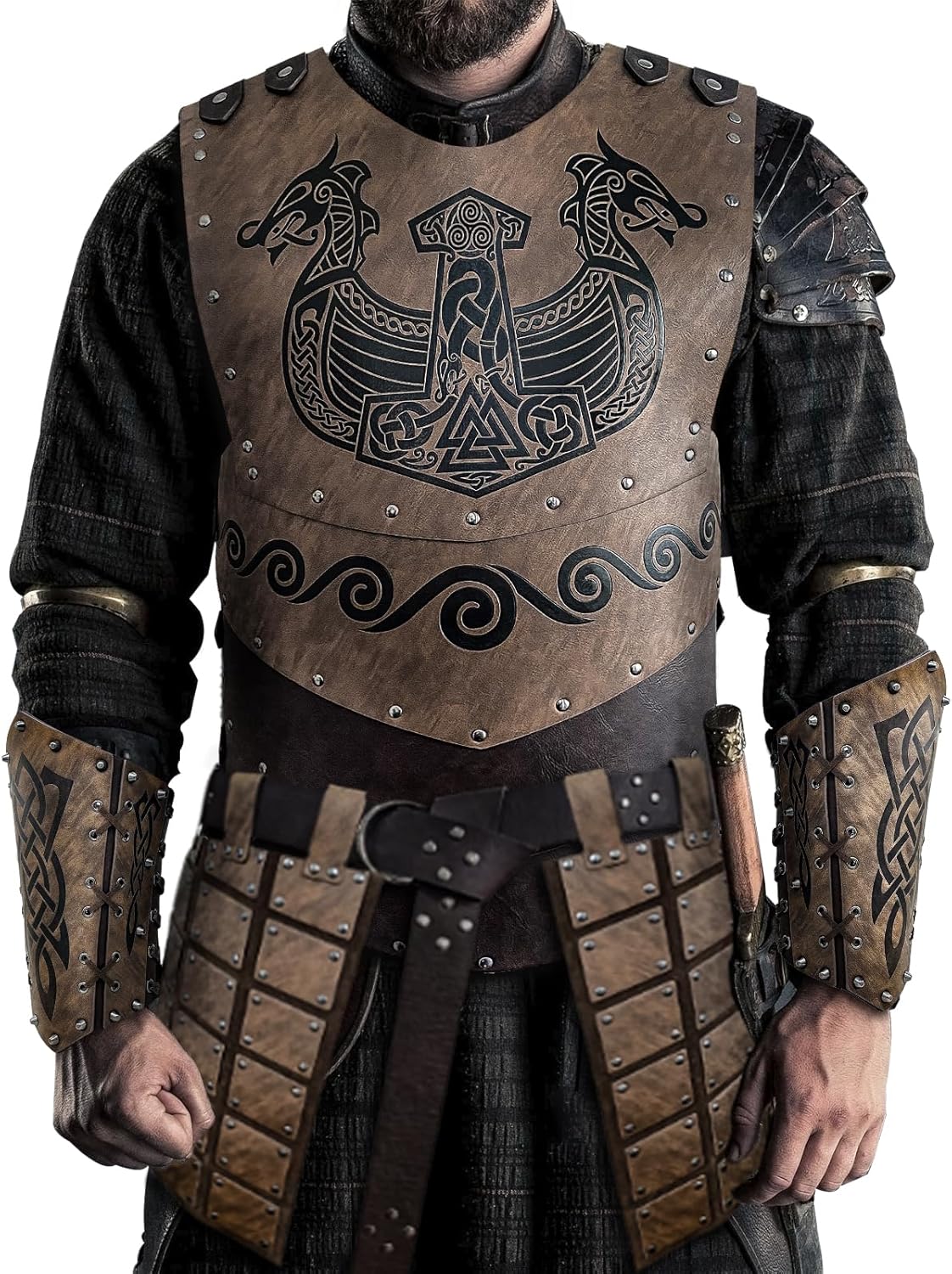 Amazon.com: HiiFeuer Viking Embossed Chest Armor with Medieval Thigh ...