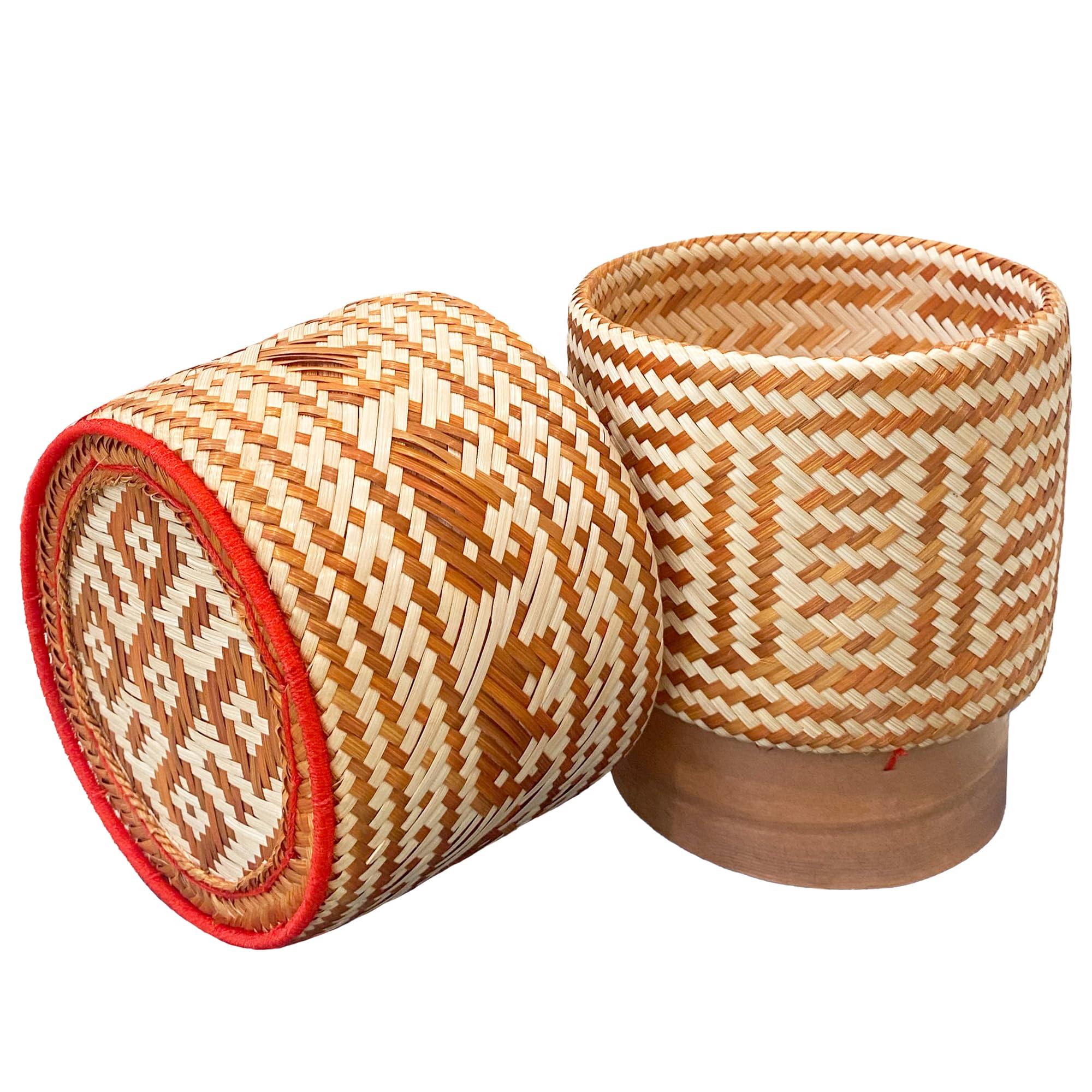Snapklik.com : Bamboo Sticky Rice Serving Basket Thai Kratip Container ...