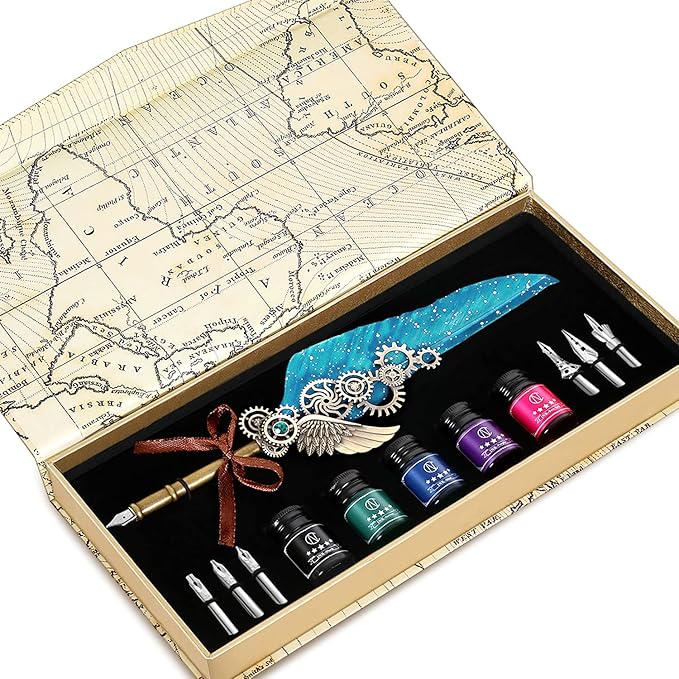 Amazon.com : NC Quill Pen Ink Set Includes 5 Bottles of Ink and 6 ...