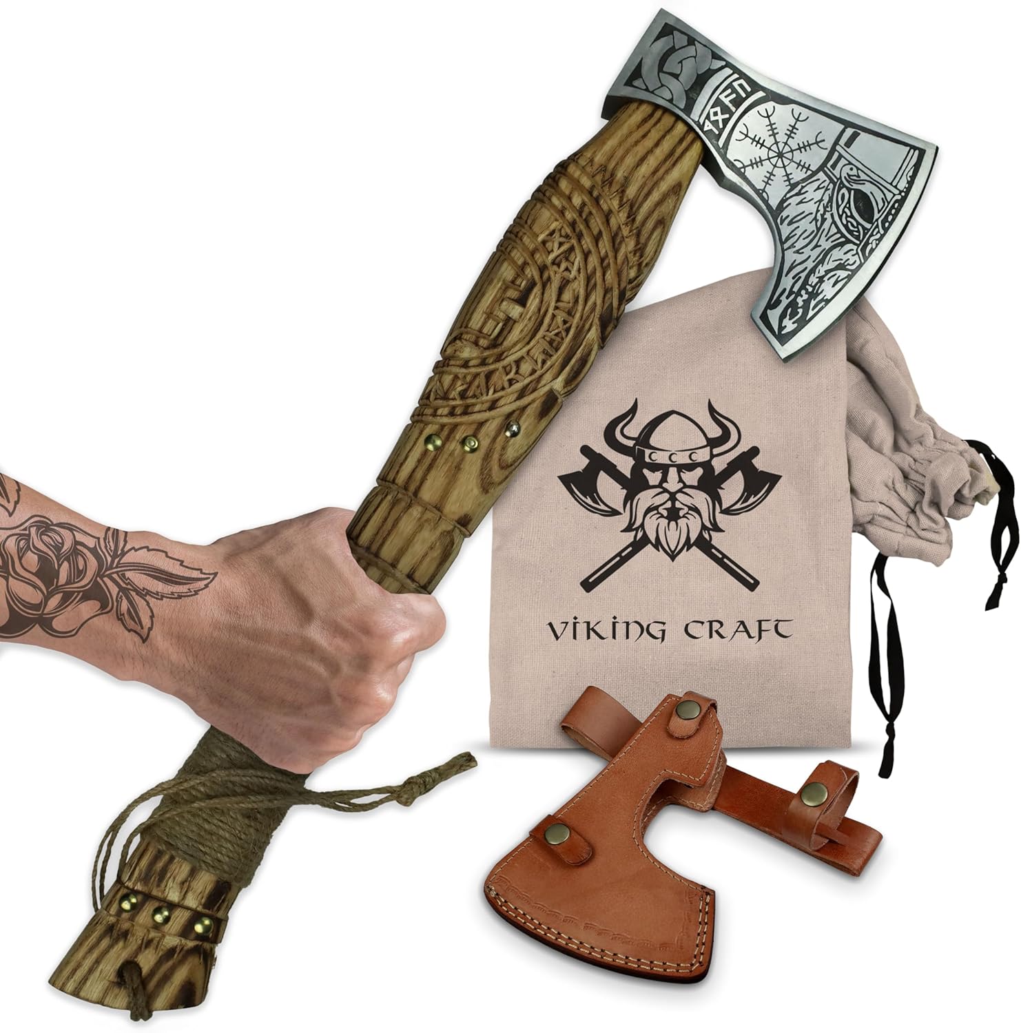 VIKING CRAFT Wikinger Axt 50cm - Handgefertigte mit Gravur und ...