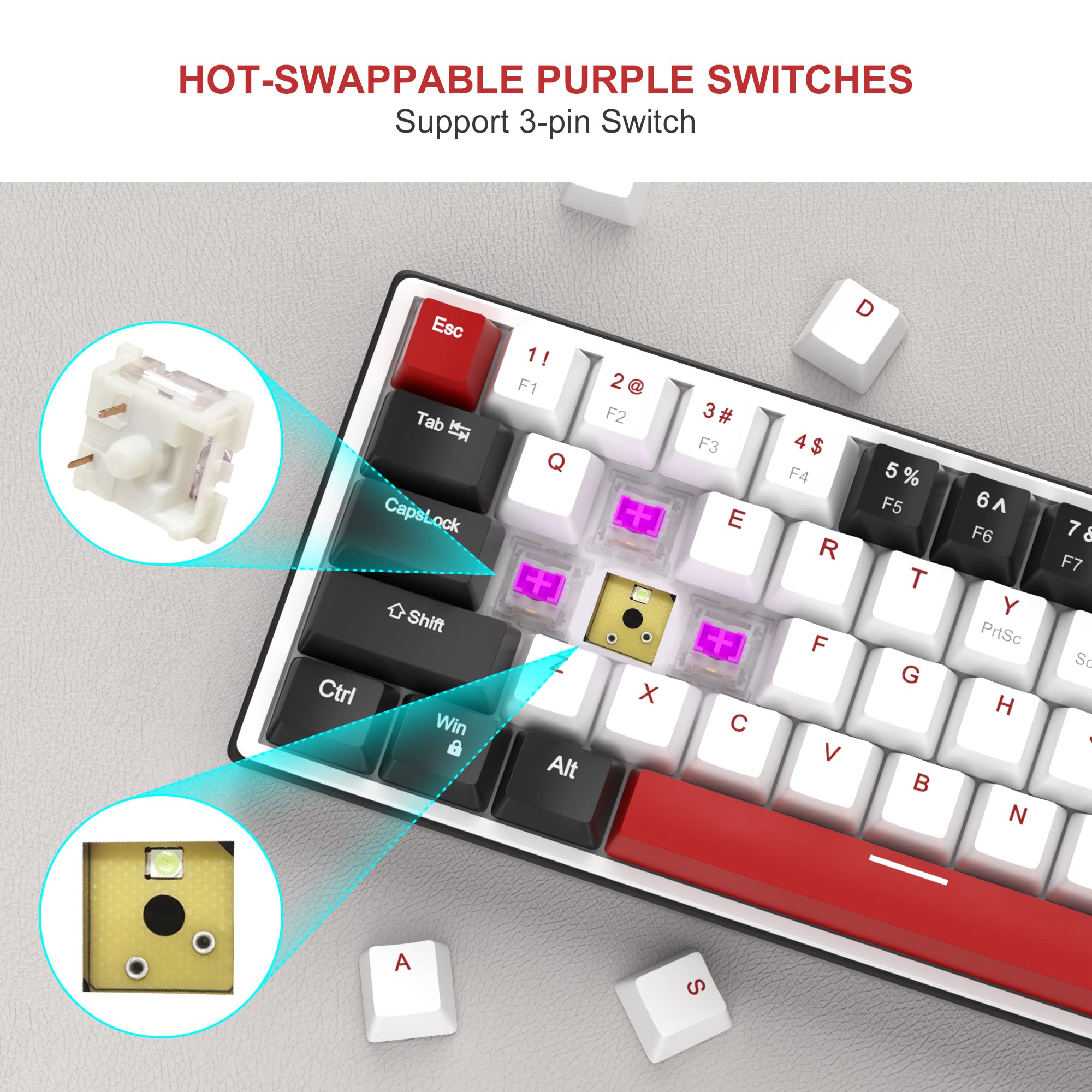Snapklik.com : MageGee 60% Mechanical Gaming Keyboard, 68 Keys Compact ...