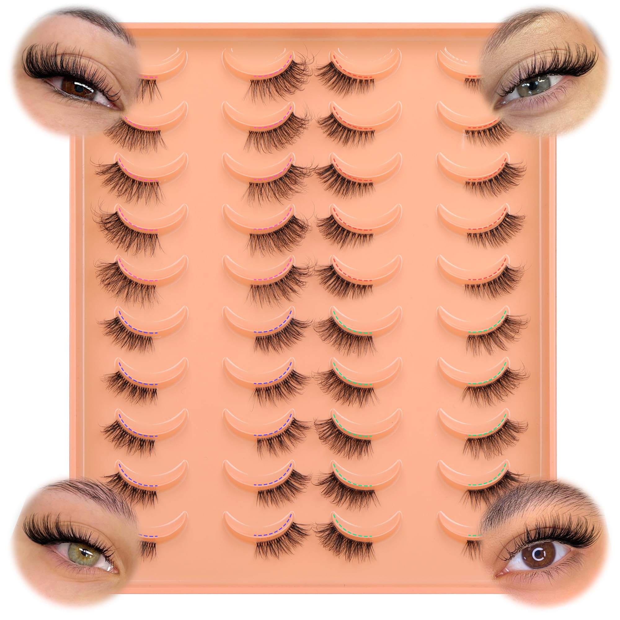 JIMIRE Half Lashes Natural Cat Eye Wispy False Eyelashes 4 Styles Mixed ...