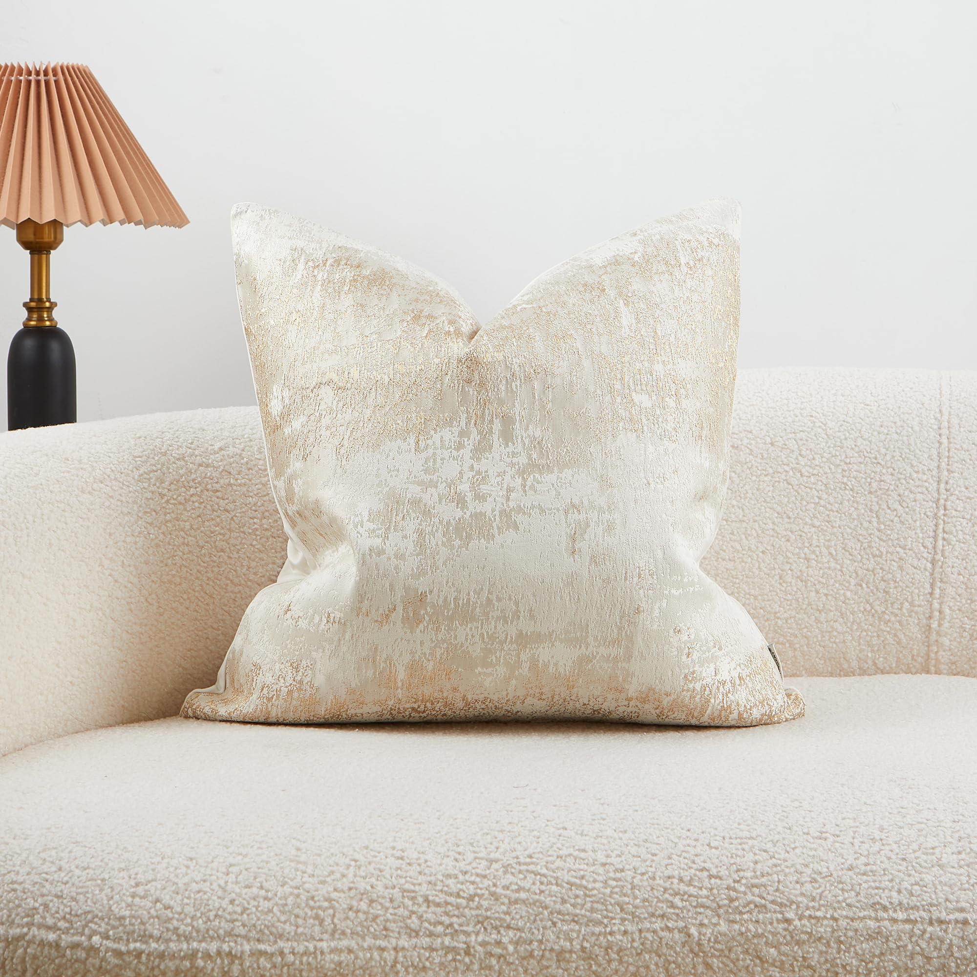 Amazon.com: Cream White Throw Pillow Covers Subtle Sprinkling of Gold ...