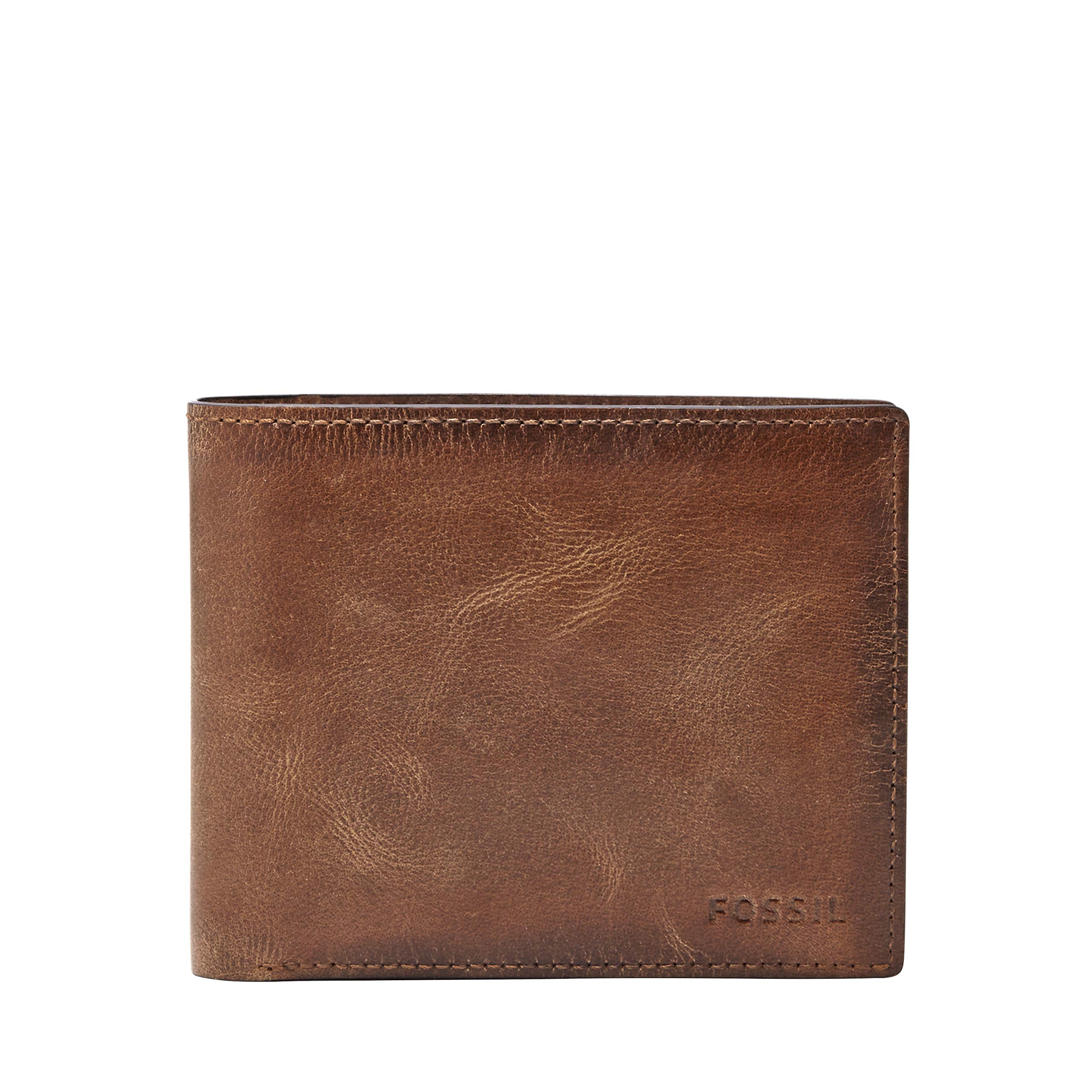Snapklik.com : Fossil Mens Derrick Leather RFID-Blocking Bifold