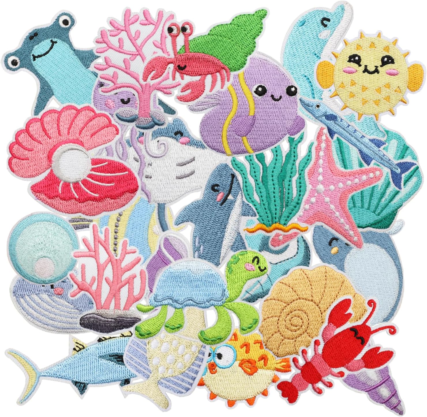 Amazon.com: Nicime 28pcs Sea Animal Iron/Sew on Patches, Cute Summer ...
