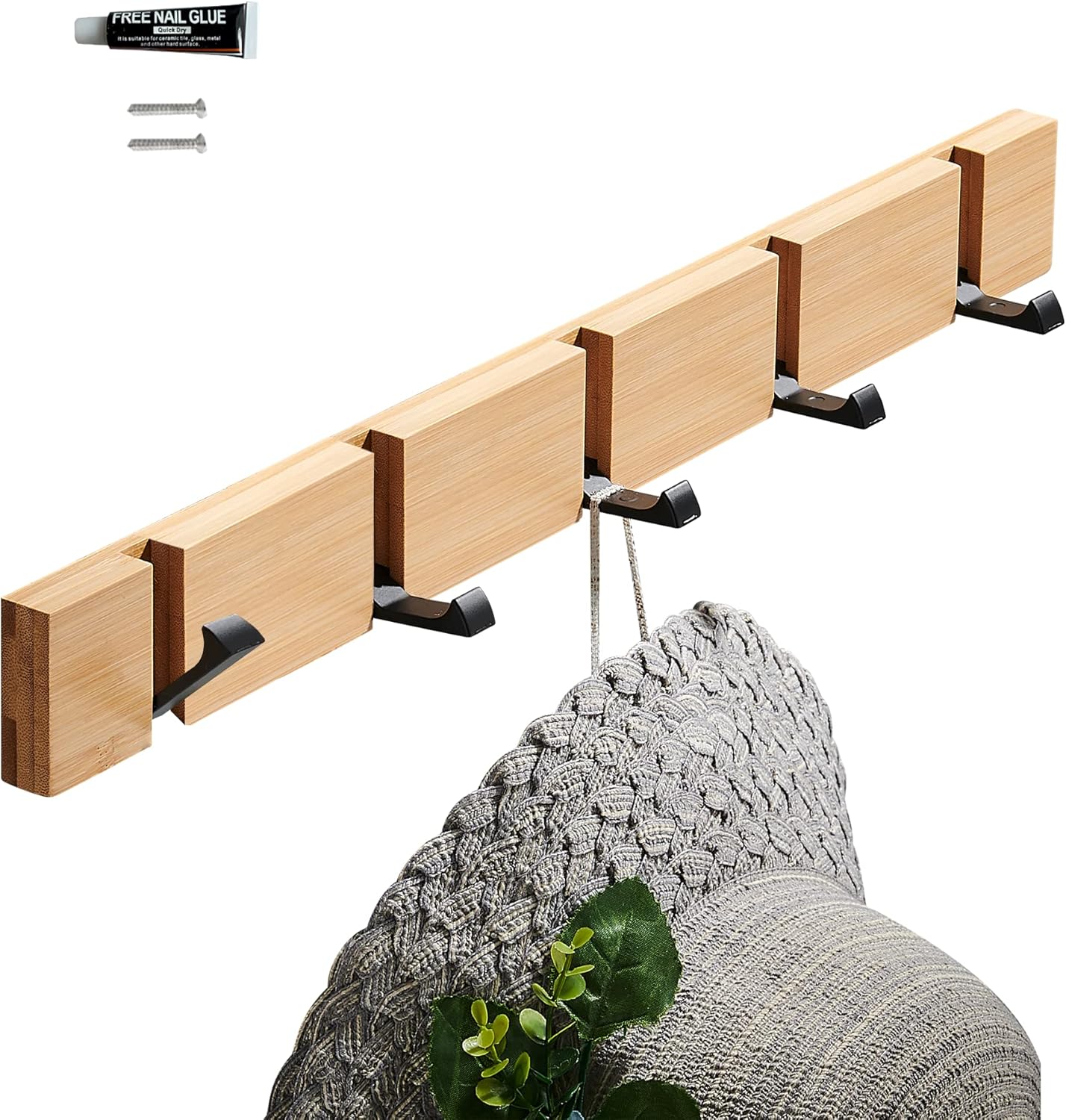 Amazon.com: Dr.DJ Wooden Coat Hooks Folding Rack Modern Wall Floating ...