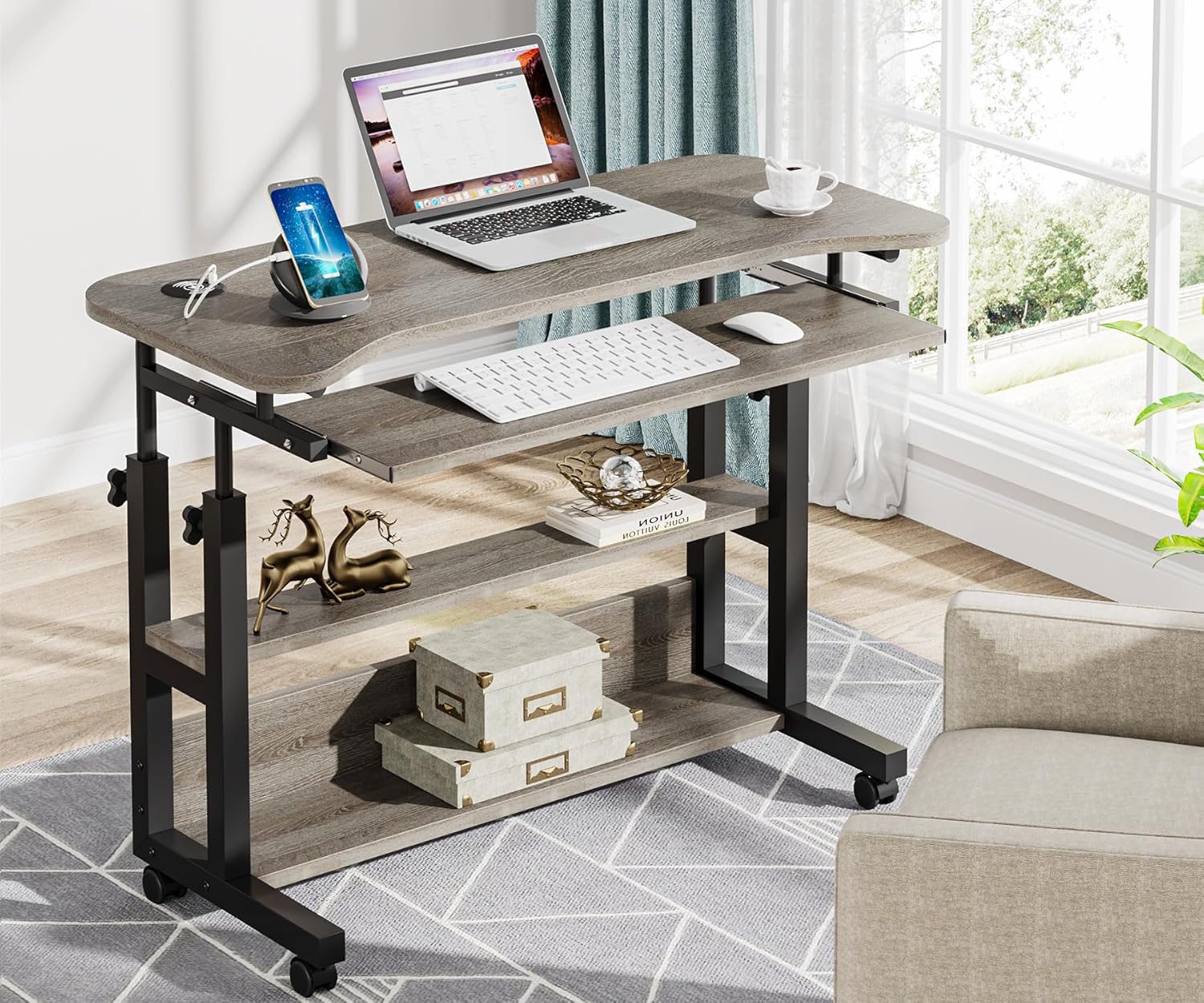 Amazon.com: Tribesigns Portable Desk with Power Outlets, Height ...
