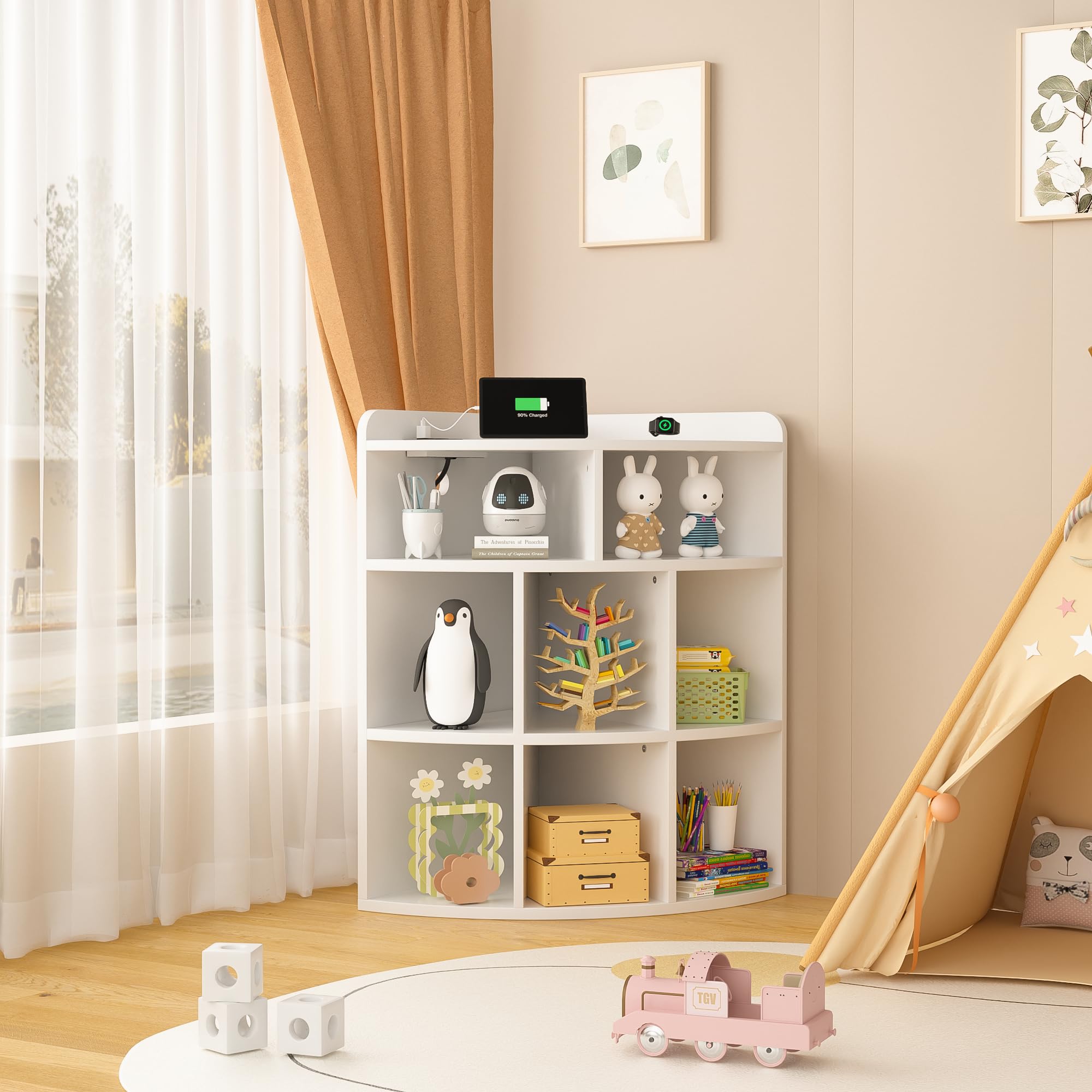 Amazon.com: VECELO Corner Cabinet with Charging Station, 3-Tier Cube ...