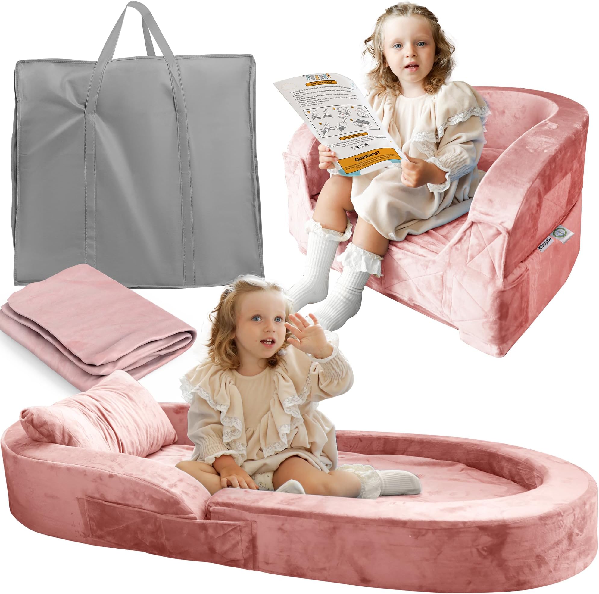 Amazon.com: RONBEI Toddler Travel Bed, 2-in-1 Kids Travel Beds Sofa ...