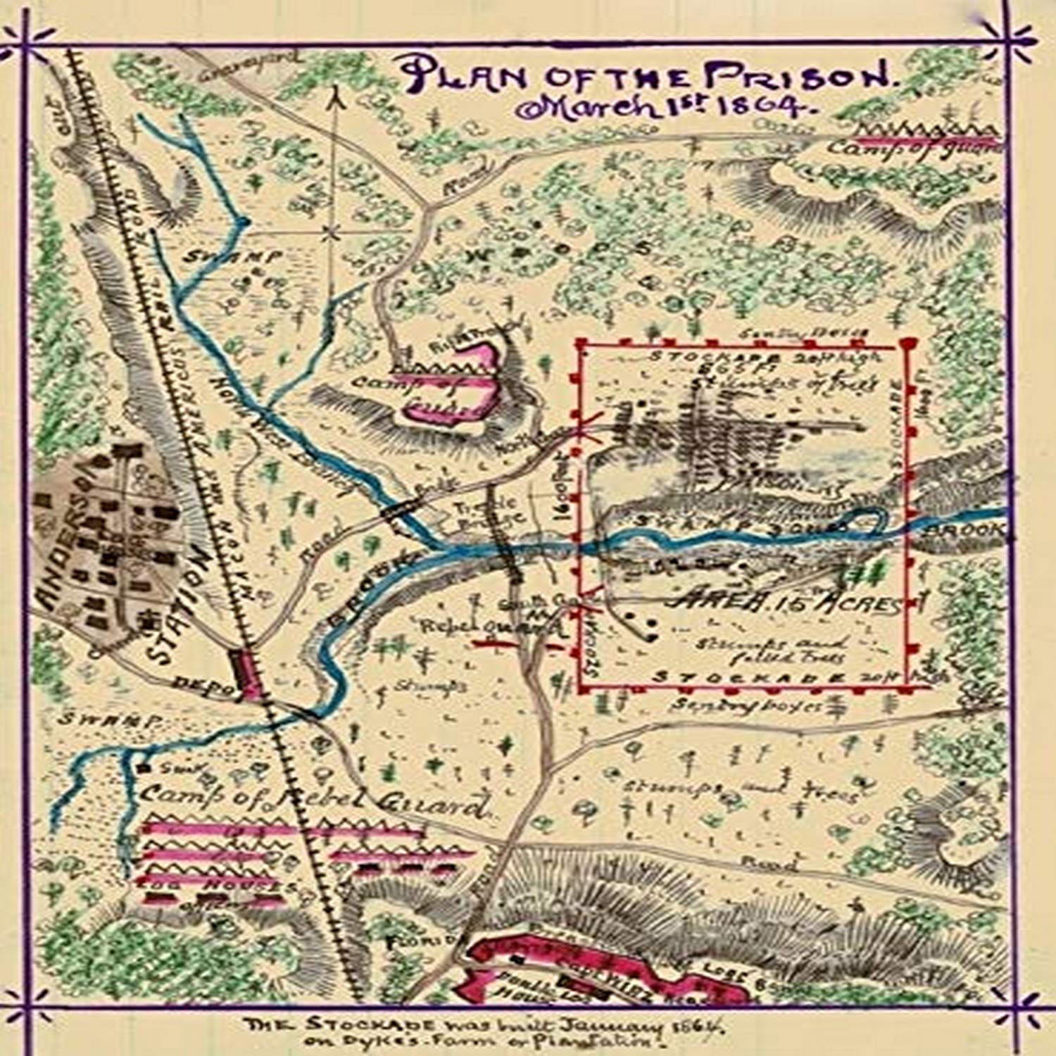Buy Plan of the prison March 1 1864 shows the plan of Andersonville ...