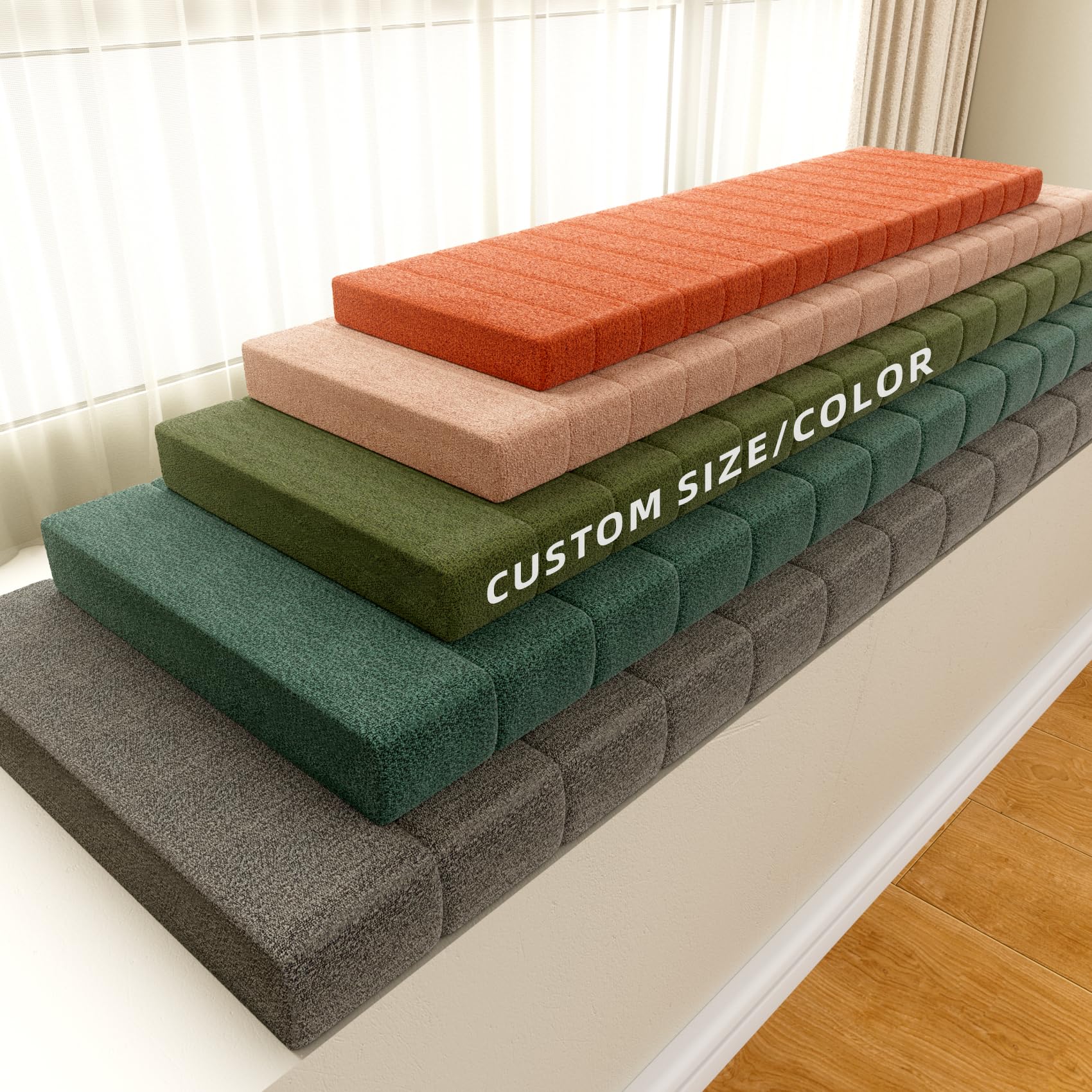 Amazon.com: Custom Window Seat Cushions Indoor, Teddy Linen Bench ...