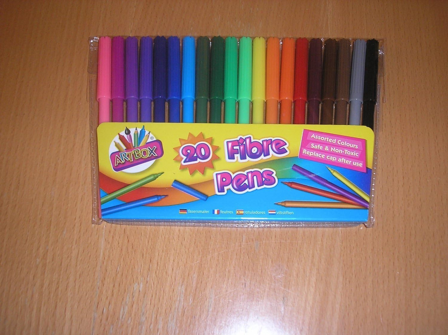 Amazon.com: Artbox 20 fine tip fibre colouring pens - assorted colours ...