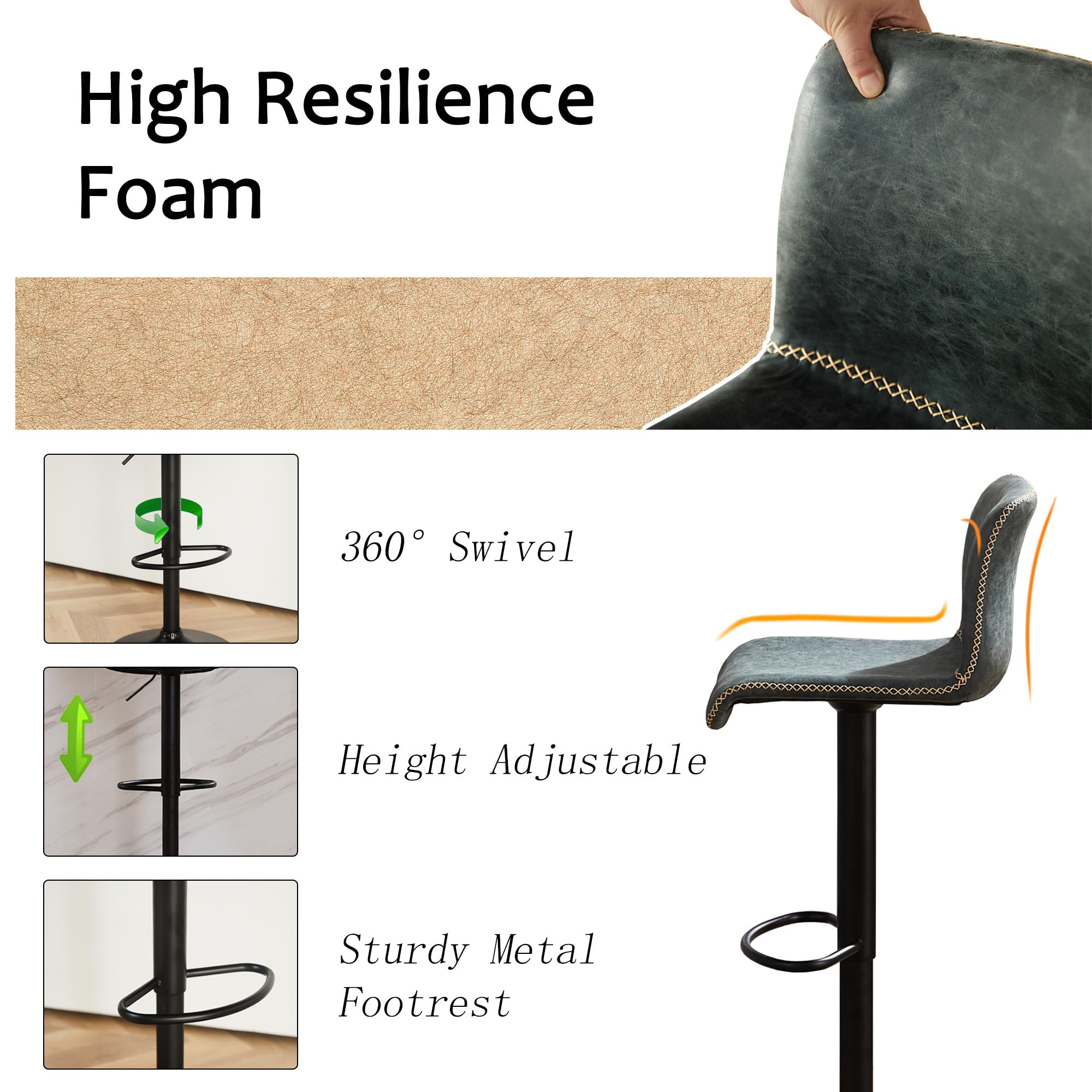 Snapklik.com : HeuGah Bar Stools Set Of 4, Swivel Counter Height Barstools