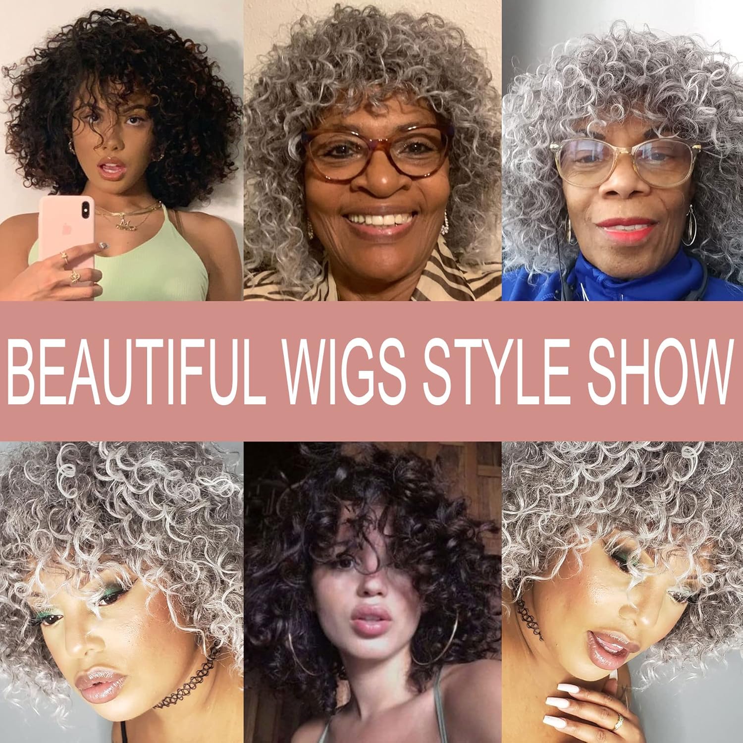 Buy Kalyss 8 Synthetic Short Deep Curly Wigs for Black Women Realistic ...
