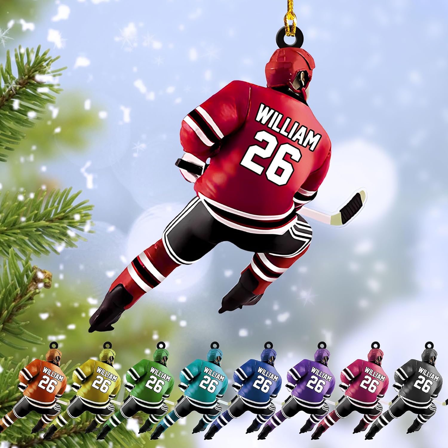 Amazon.com: Personalized Hockey Ornament Custom Hockey Ornaments for ...