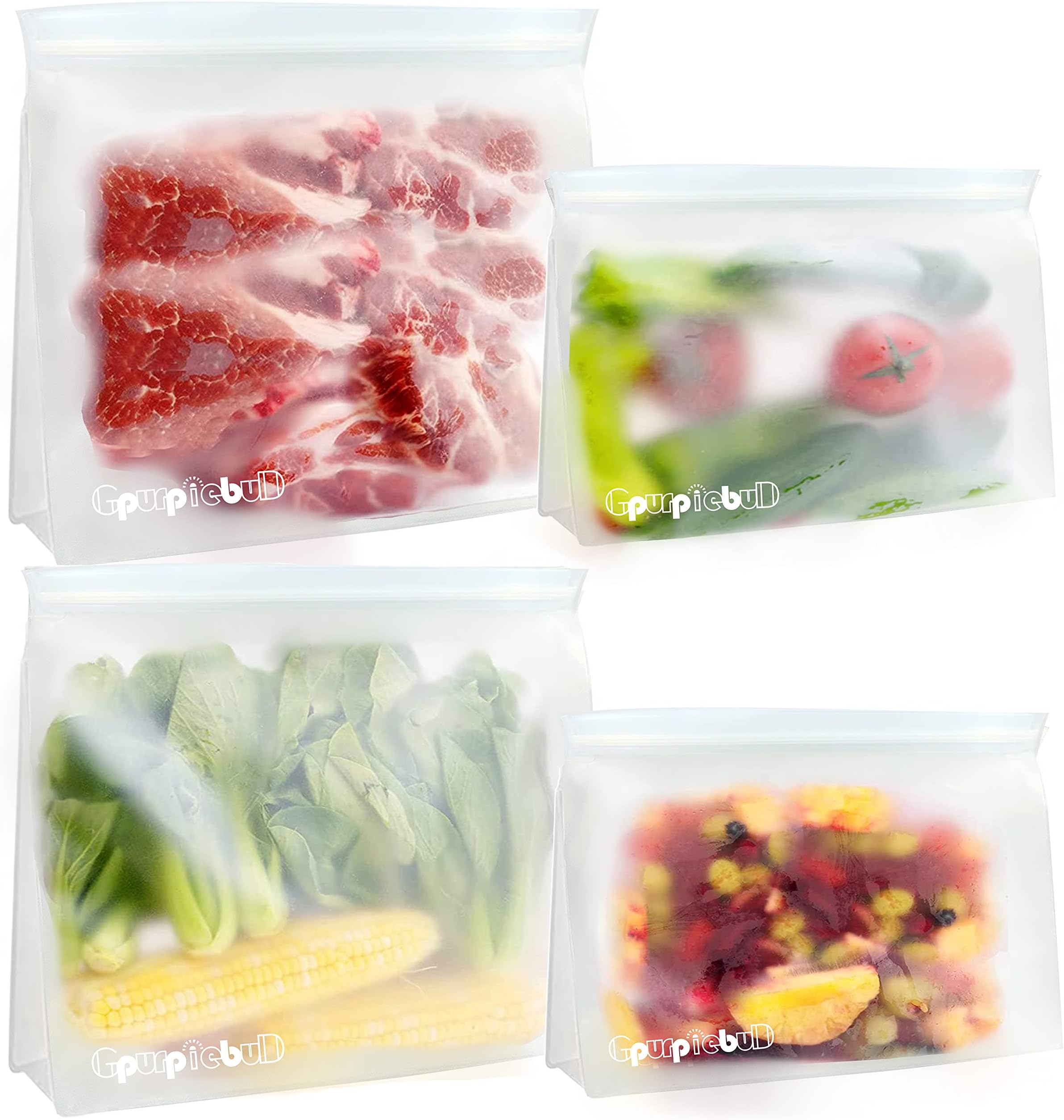 Amazon.com: Reusable Food Storage Bags Stand Up, 9 Pack Leakproof ...