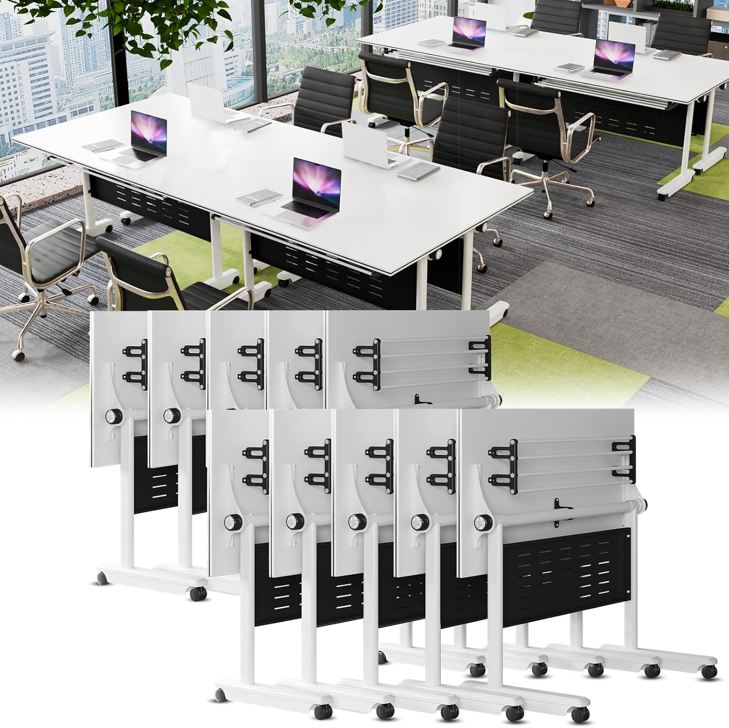 Amazon.com: Folding Conference Table,Movable Conference Room Table with ...