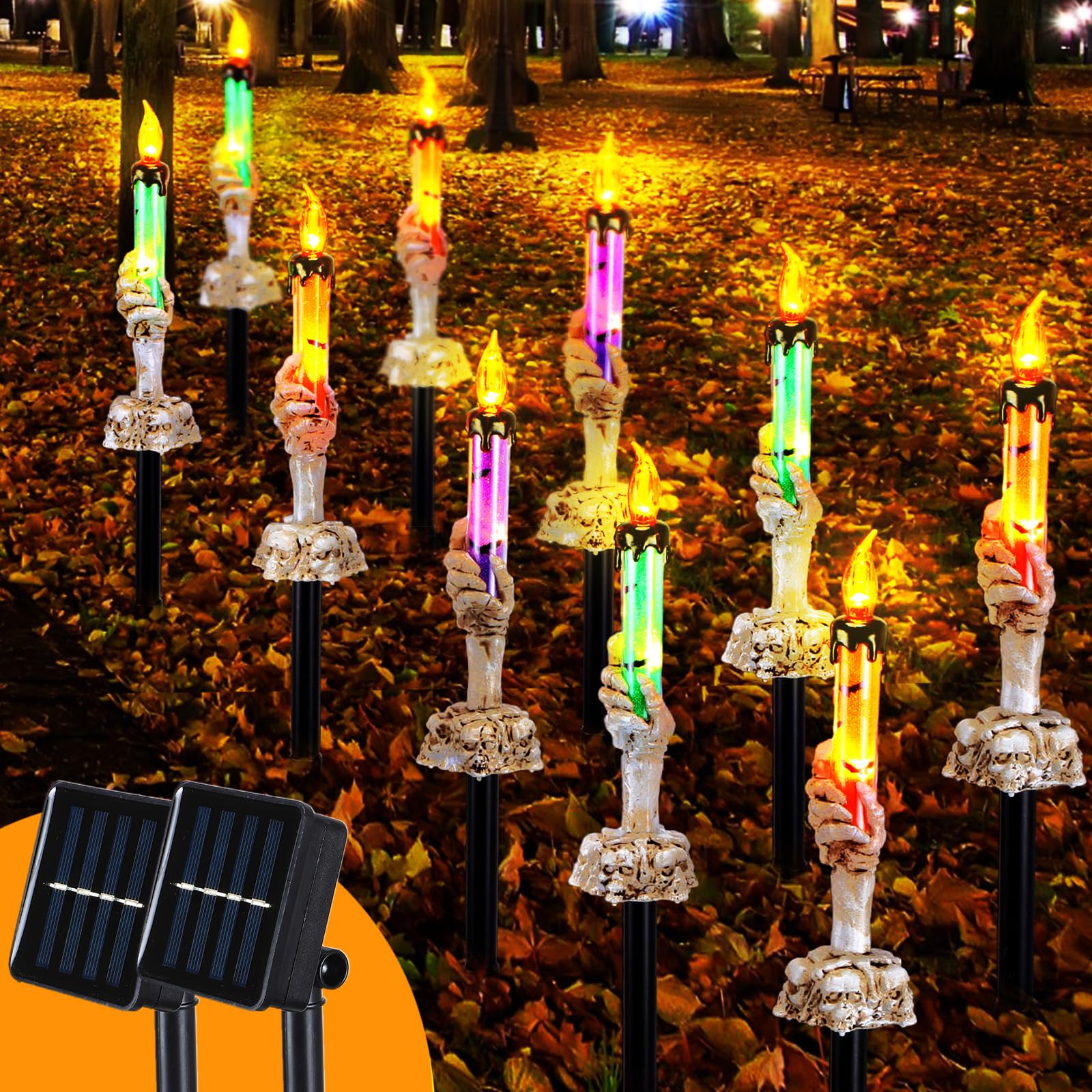 Reginary Halloween Decorations Skull Candle Lights with Stakes Skeleton ...