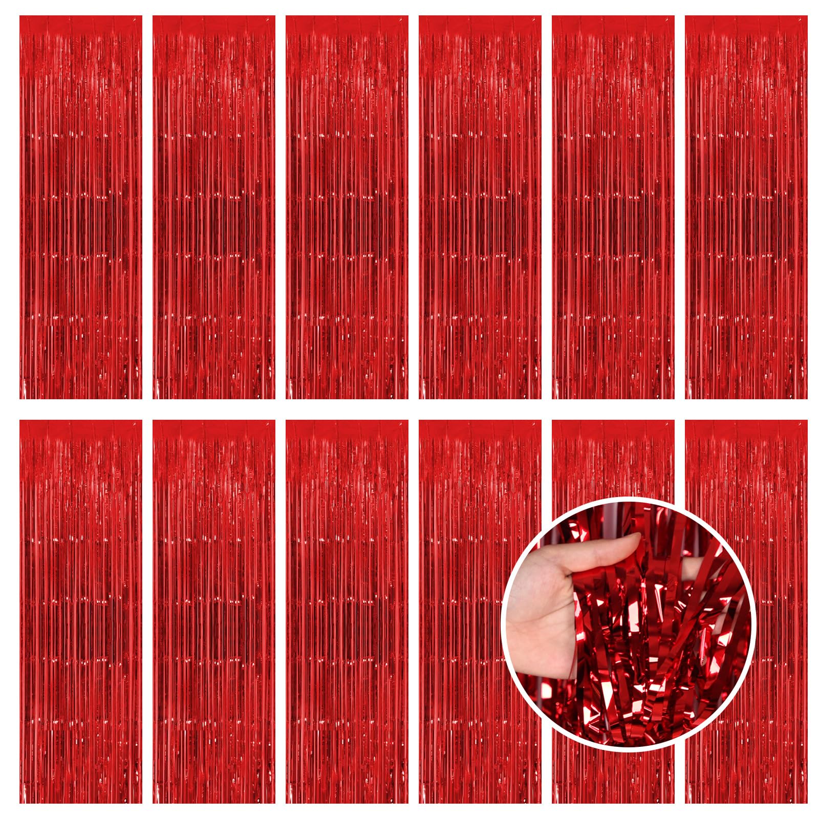 Amazon.com : Red Fringe Curtain Party Streamers, 12 Pack 3.3ft x 8.2 ft ...