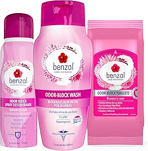 Benzal Odor Block Kit Shampoo Íntimo + Toallitas + Desodorante Íntimo ...