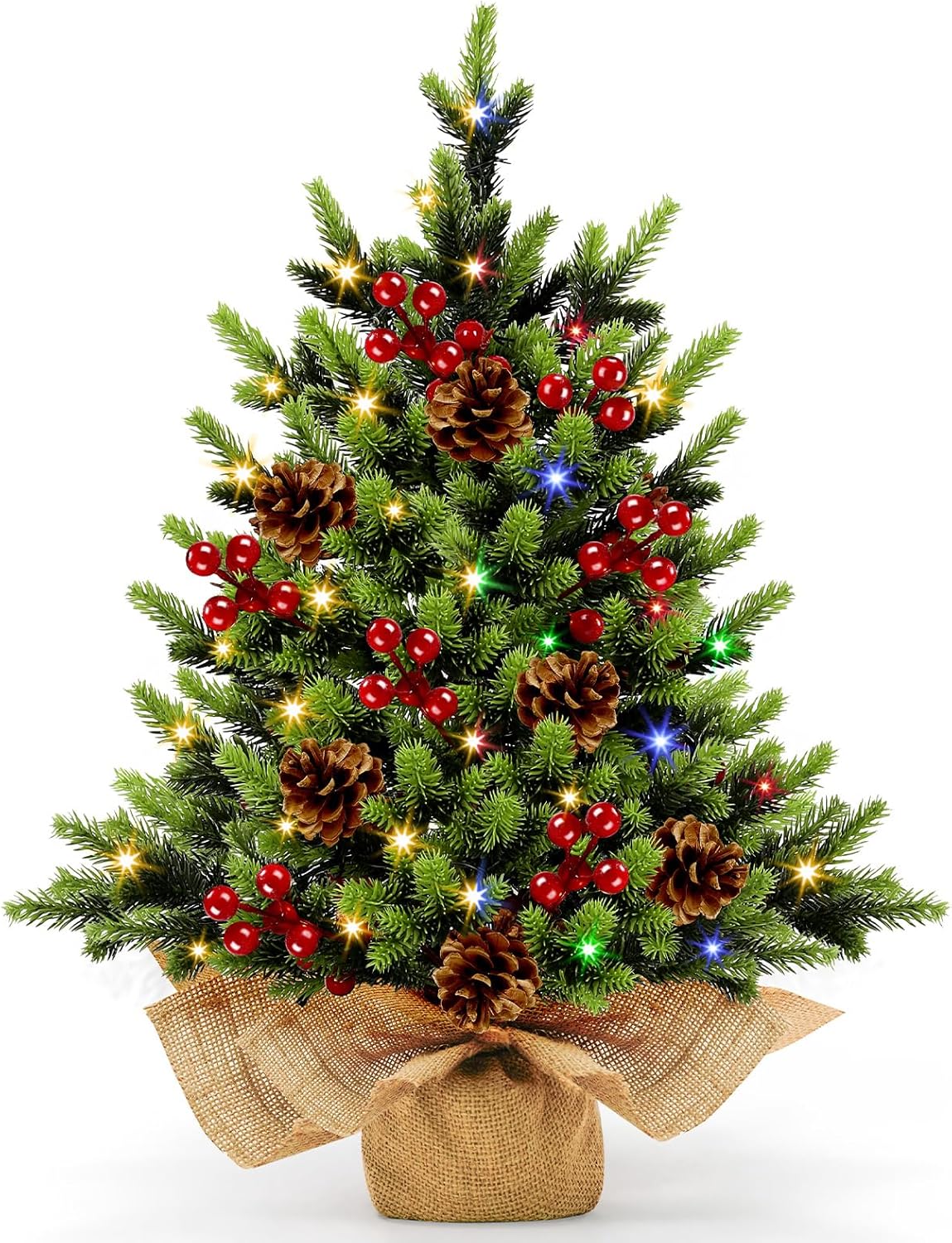 Amazon.com: 24 Inch Realistic Snowy Tabletop Christmas Tree PE&PVC ...