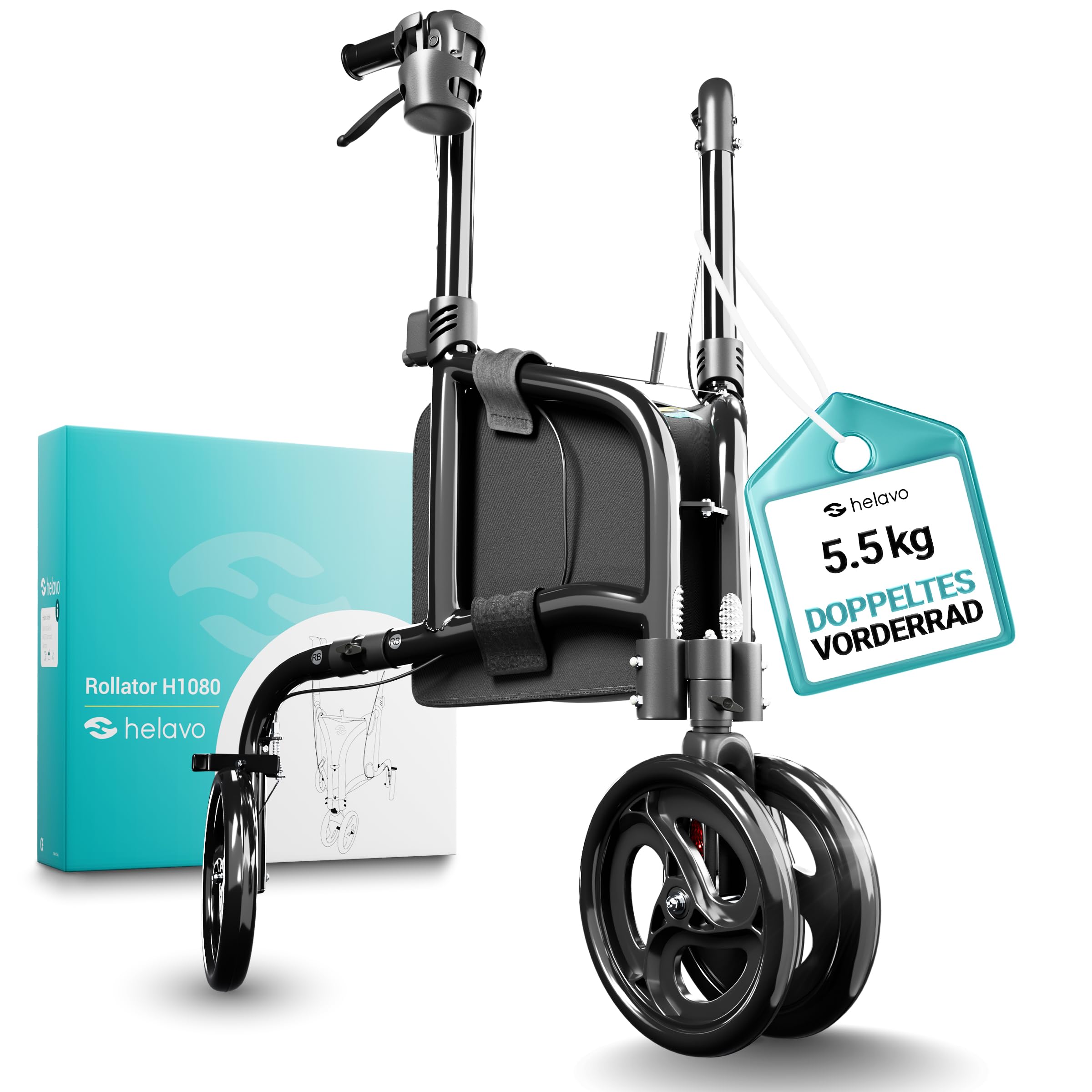 Helavo Rollator 3 Räder nur 5.5 kg - Indoor Rollator schmal für Wohnung ...