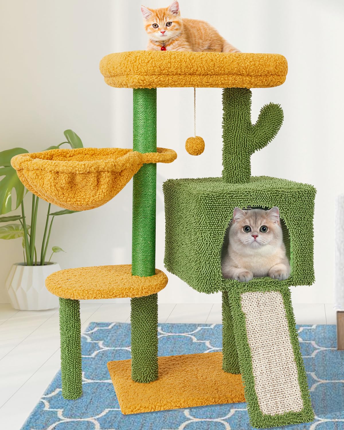 Amazon.com : MIAO PAW Cute Cactus Cat Tree with Padded Top Perch, Comfy ...
