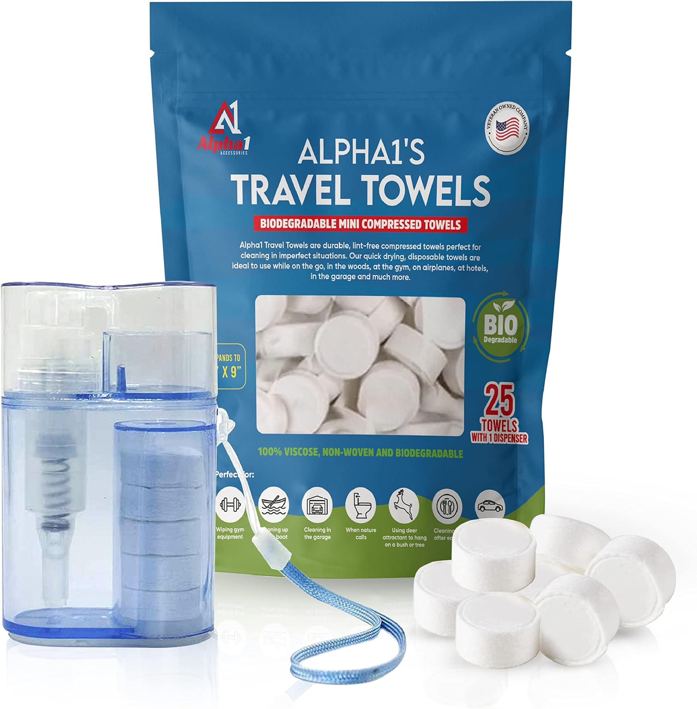 Amazon.com: Alpha1 Accessories Compressed Towel Tablets with Travel ...
