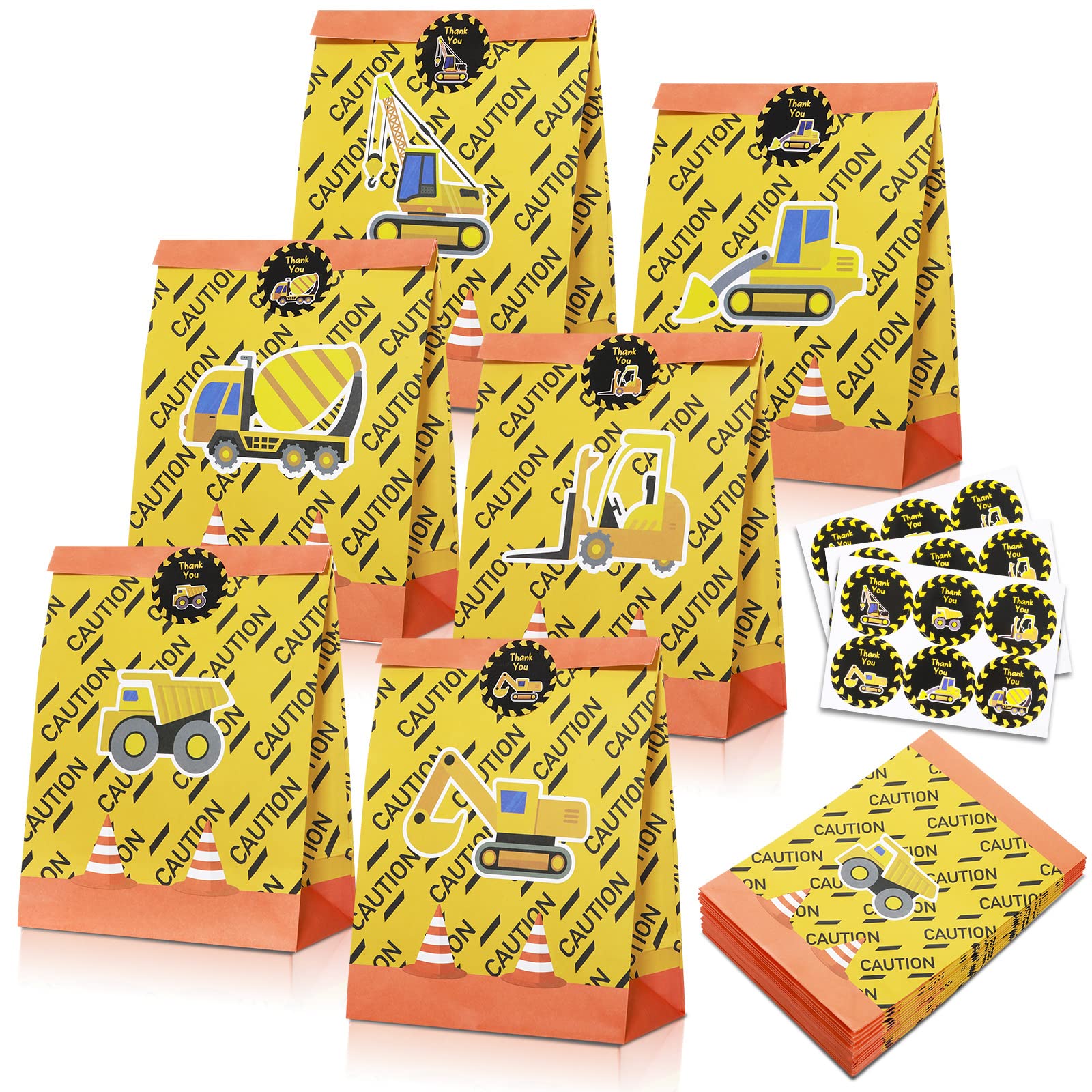 Amazon.com: 24 Packs Construction Party Favor Gift Bags with Thank You ...