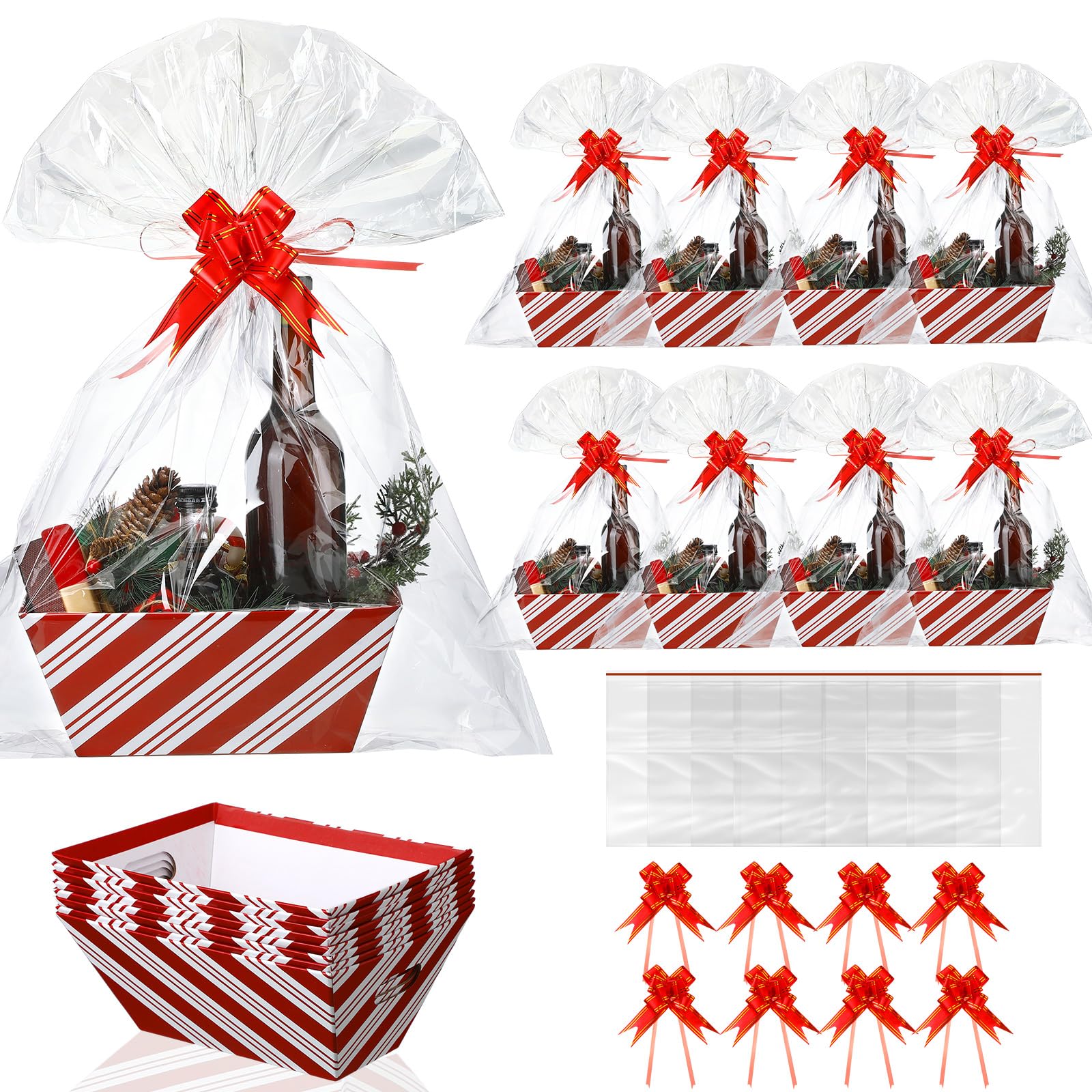 Amazon.com: Kolldenn 24 Pcs Christmas Candy Cane Striped Gift Baskets 8 ...